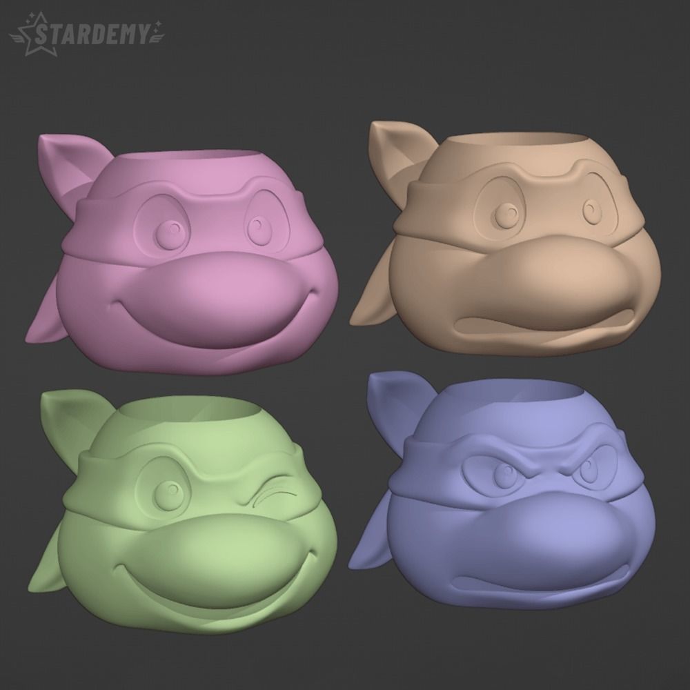 Ninja Turtles Planter Pen Holder 4 models 3D model 3D printable | CGTrader