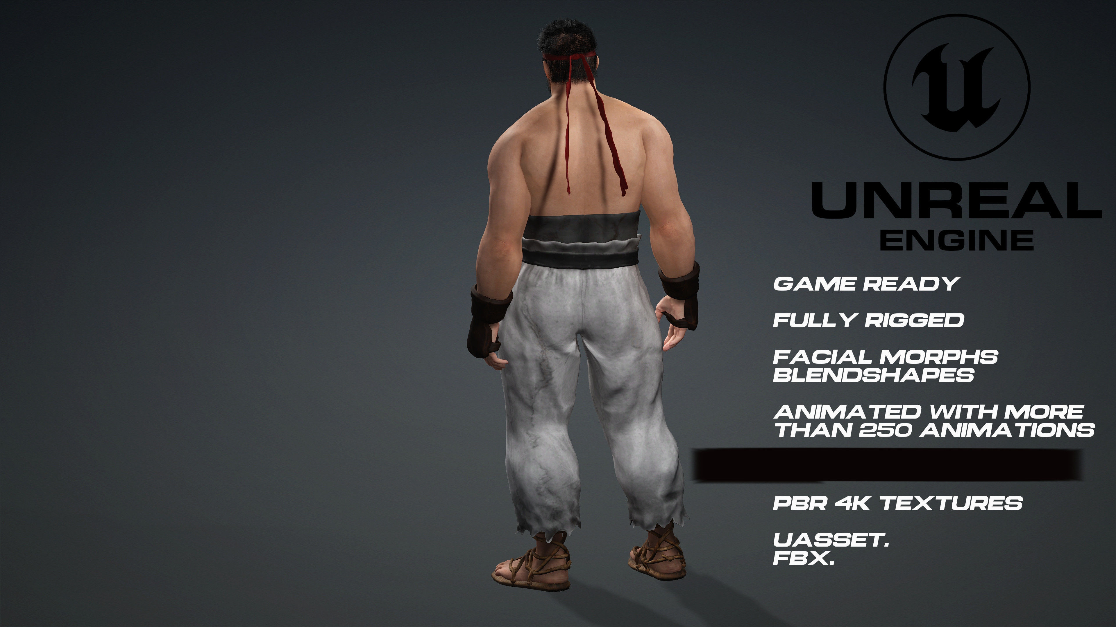 3D model Ryu - Street Fighter - UE5 - face - animated- low-poly 3d ...