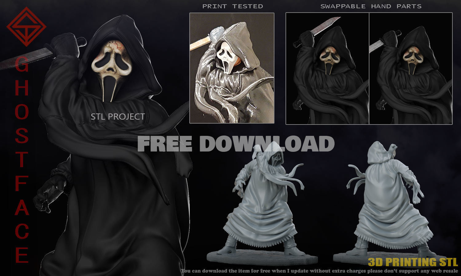Ghostface free 3D model 3D printable | CGTrader