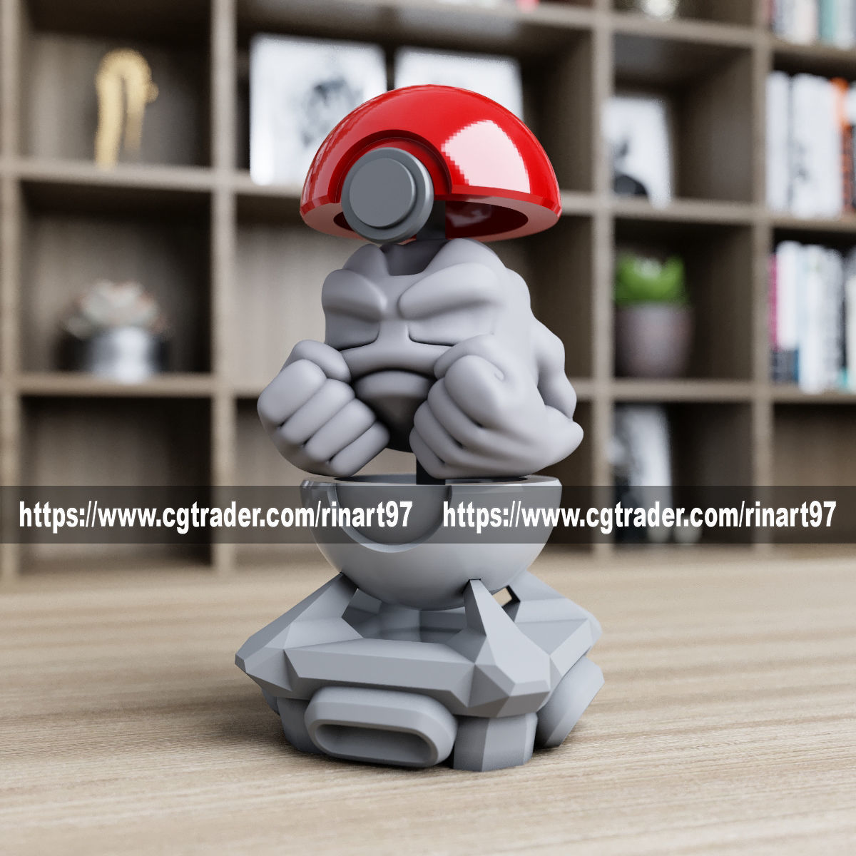 Geodude in the pokeball from Pokemon 3D model 3D printable | CGTrader