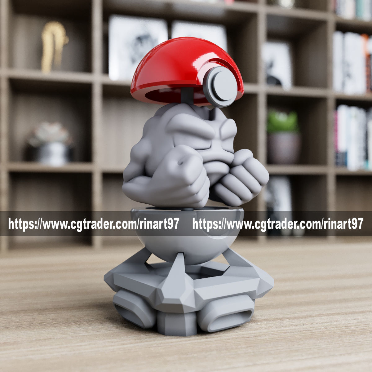 Geodude in the pokeball from Pokemon 3D model 3D printable | CGTrader