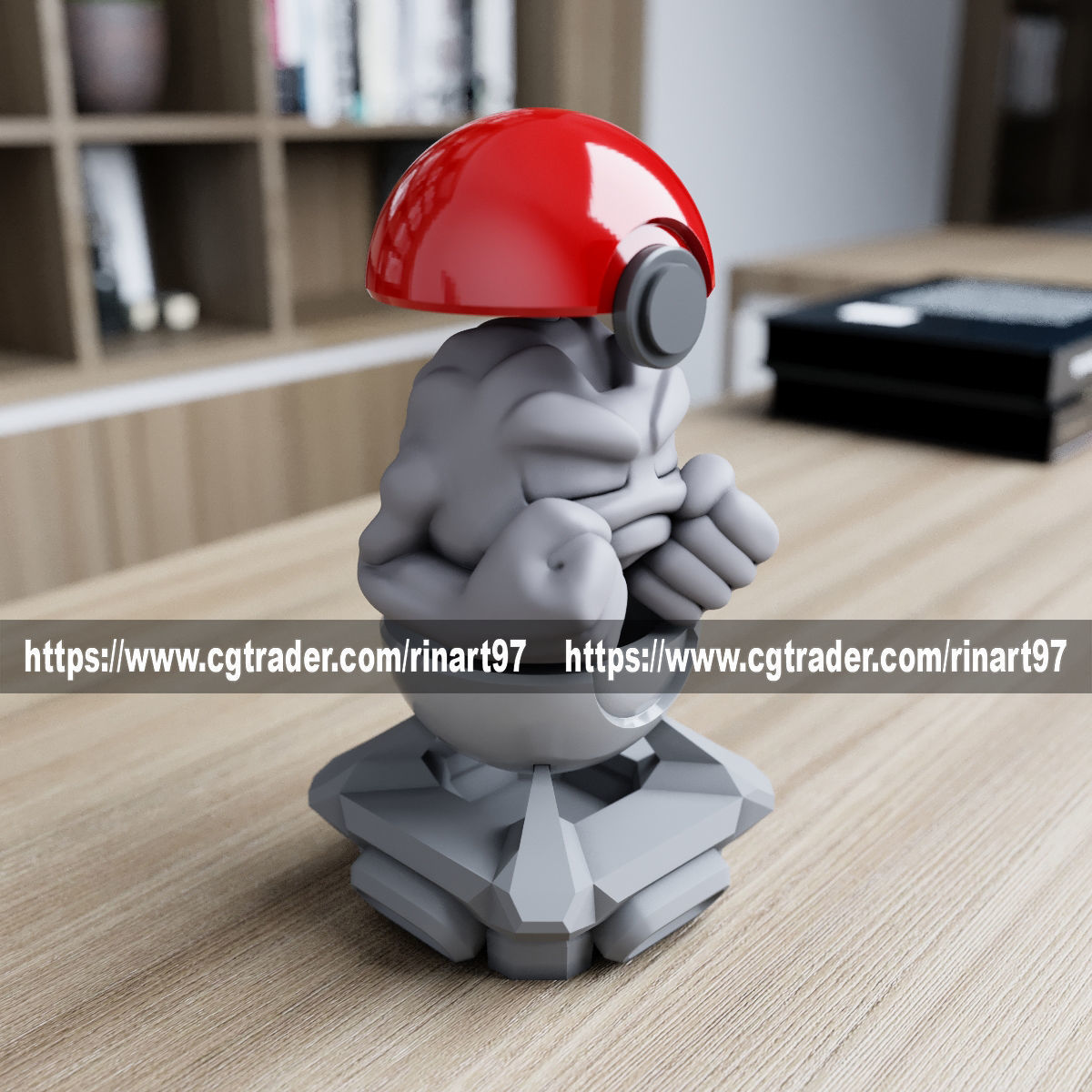 Geodude in the pokeball from Pokemon 3D model 3D printable | CGTrader