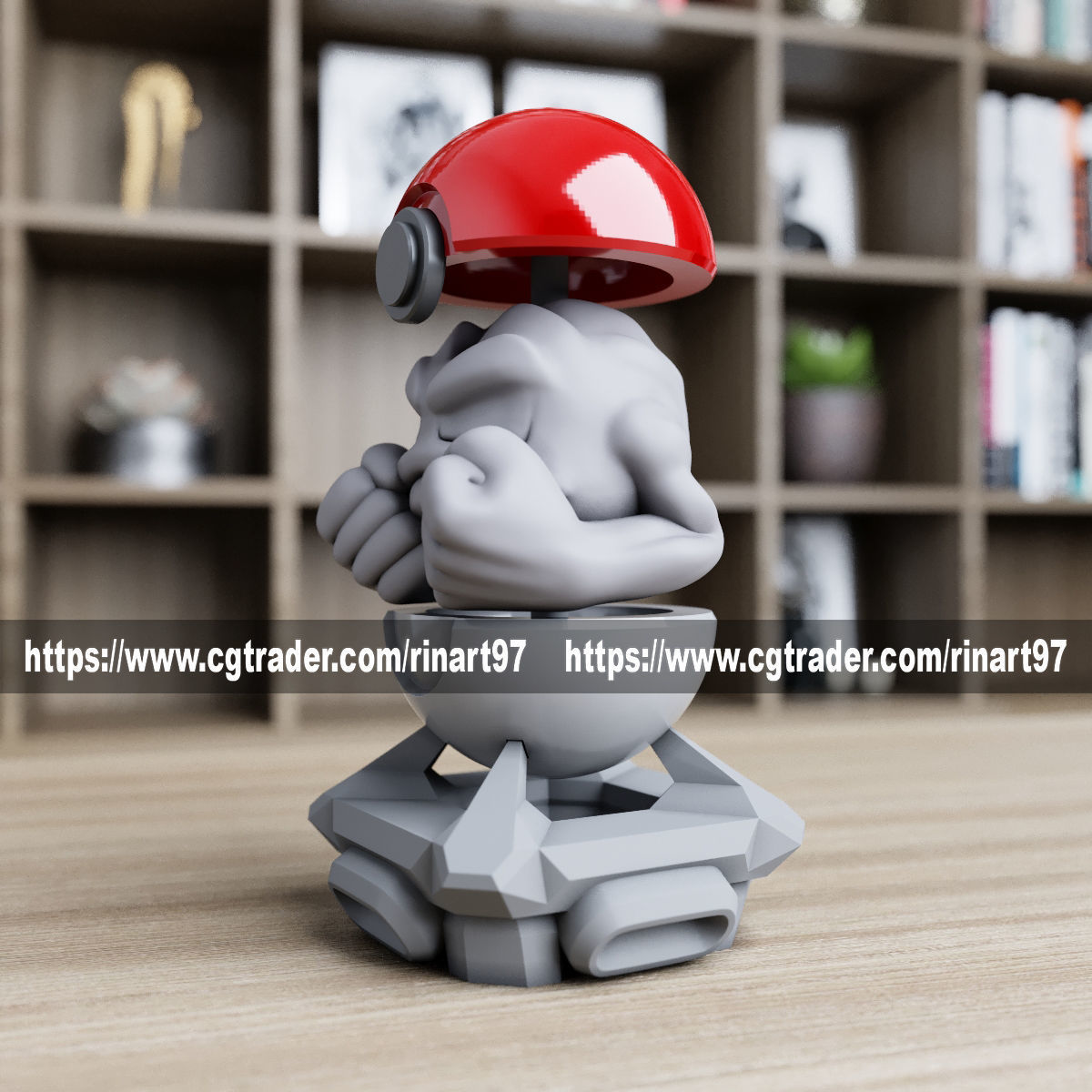 Geodude in the pokeball from Pokemon 3D model 3D printable | CGTrader