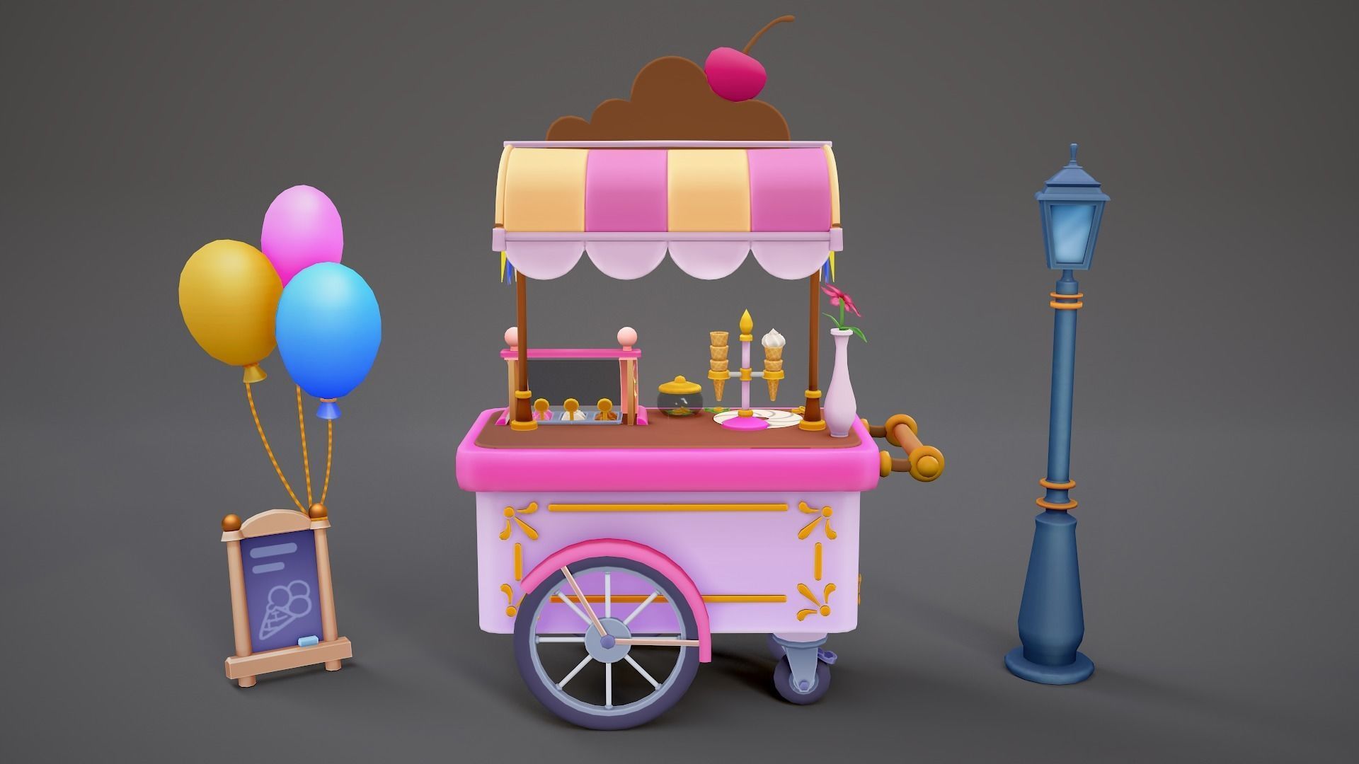 3D model stylized ice cream pack scene VR / AR / low-poly | CGTrader