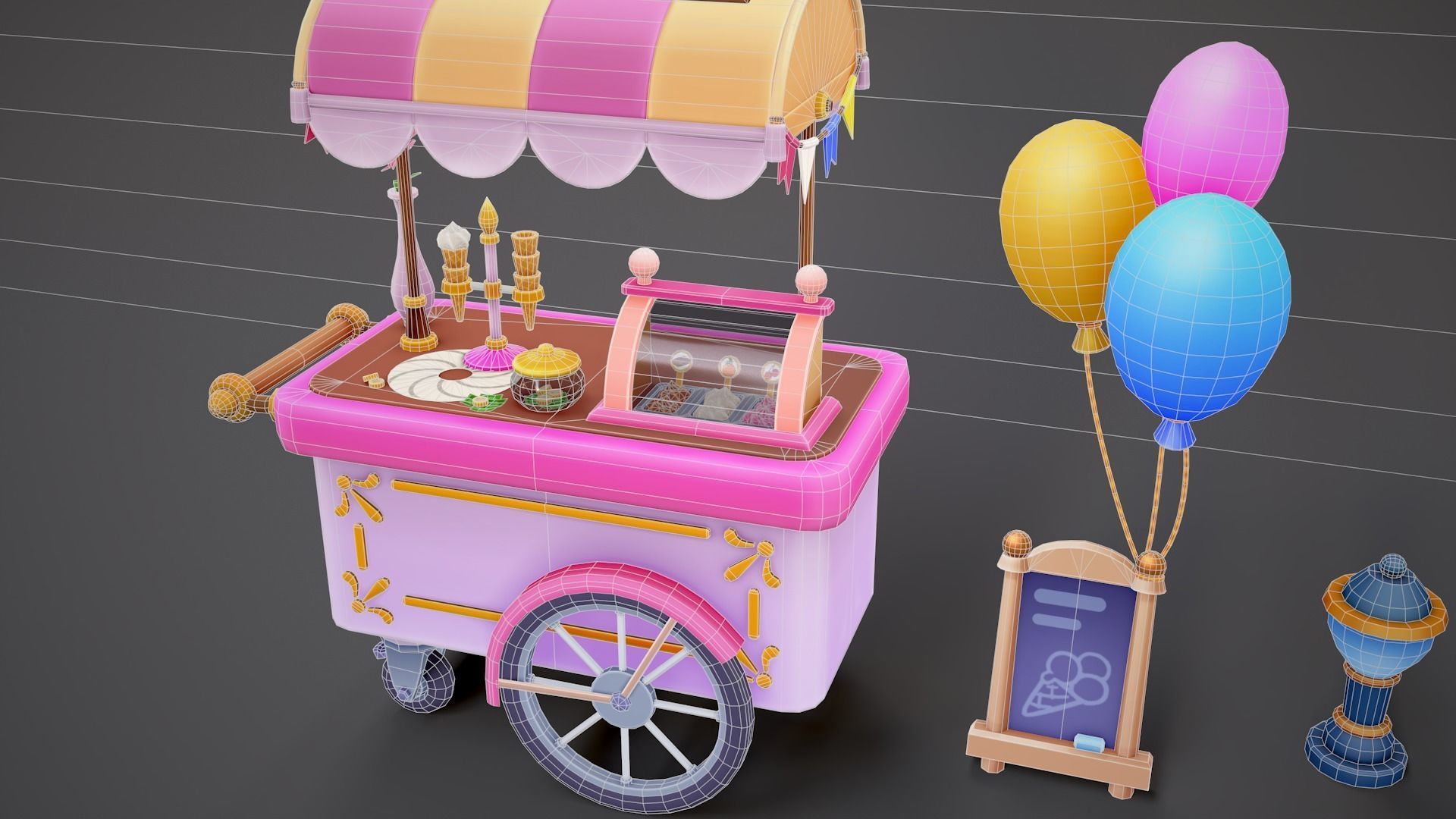 3D model stylized ice cream pack scene VR / AR / low-poly | CGTrader