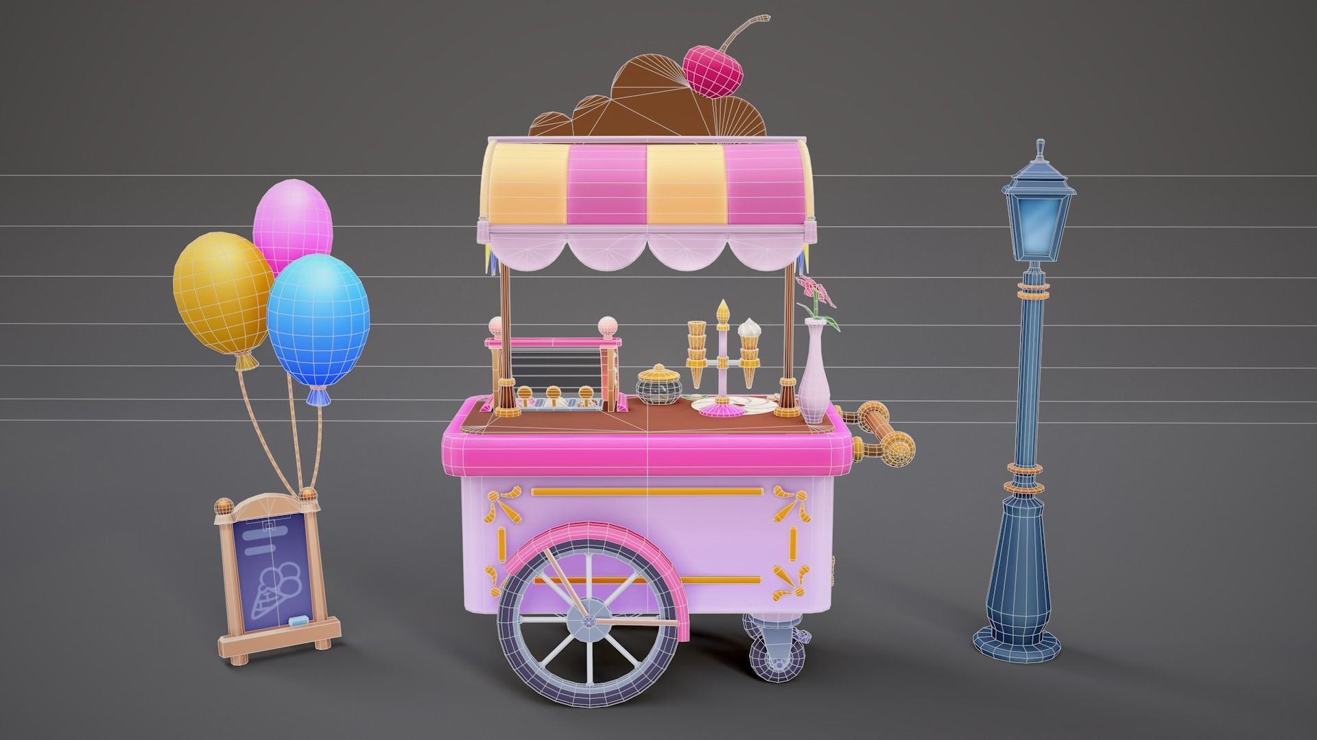 3D model stylized ice cream pack scene VR / AR / low-poly | CGTrader