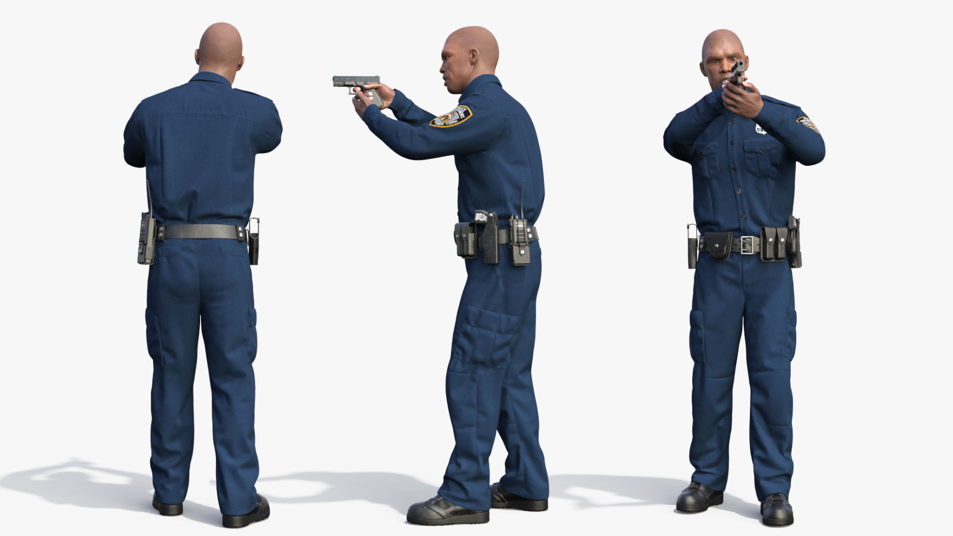 NYPD Cop Aiming with Gun 3D model | CGTrader