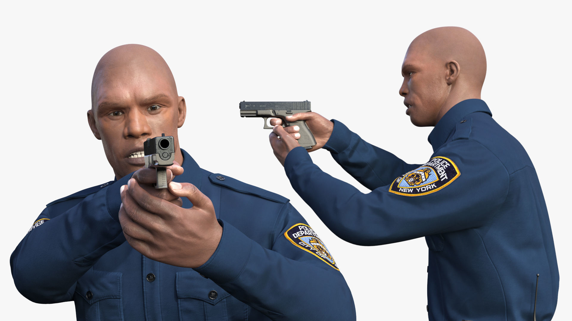 NYPD Cop Aiming with Gun 3D model | CGTrader