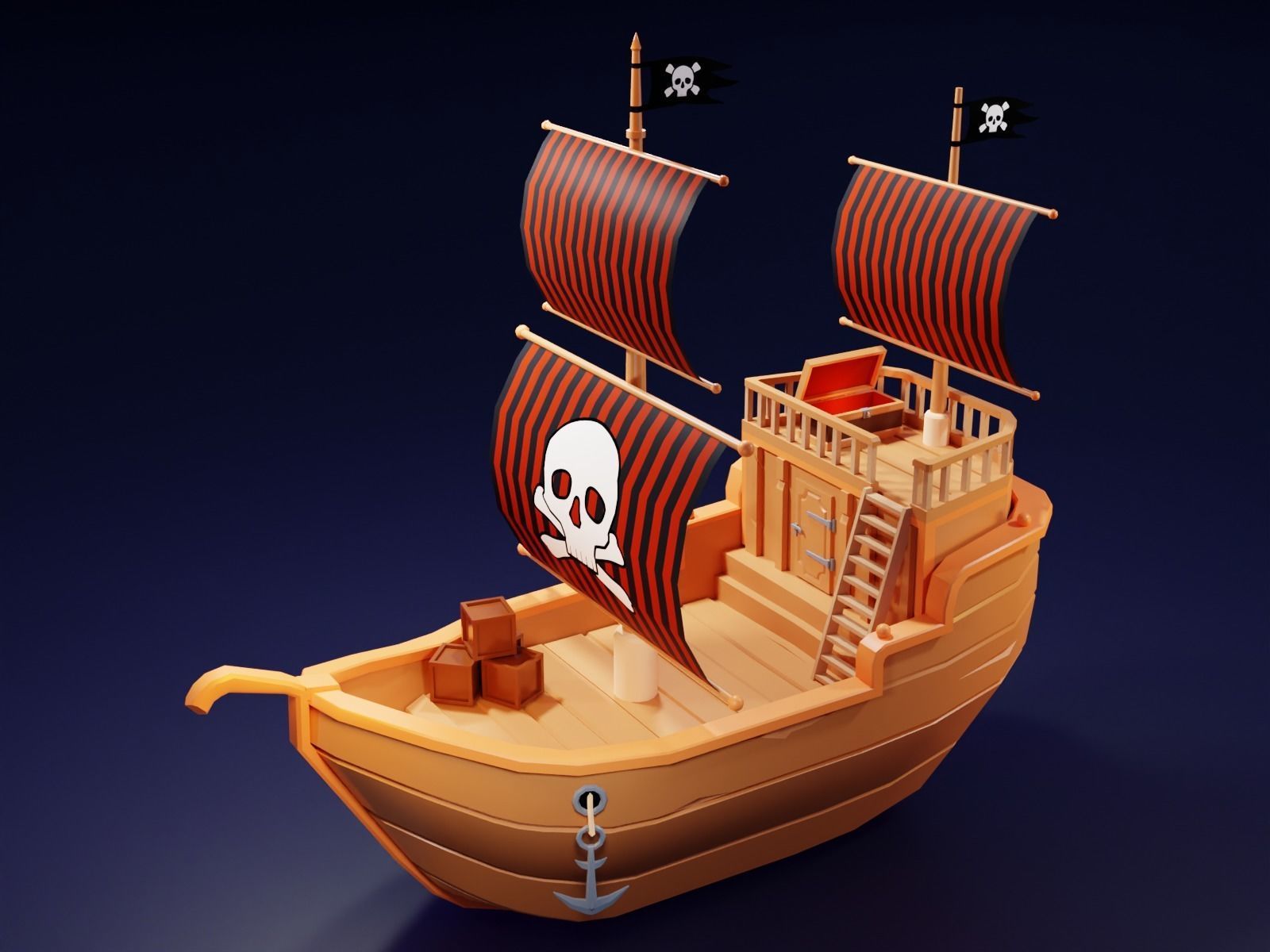 PirateShip 3d model free VR / AR / low-poly 3D model | CGTrader