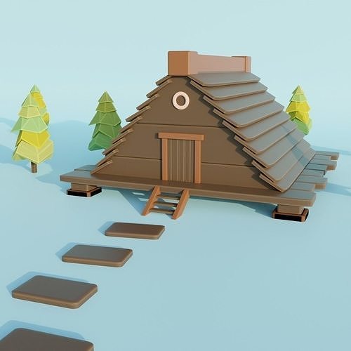 3d low poly cartoon house model free 3D model animated | CGTrader