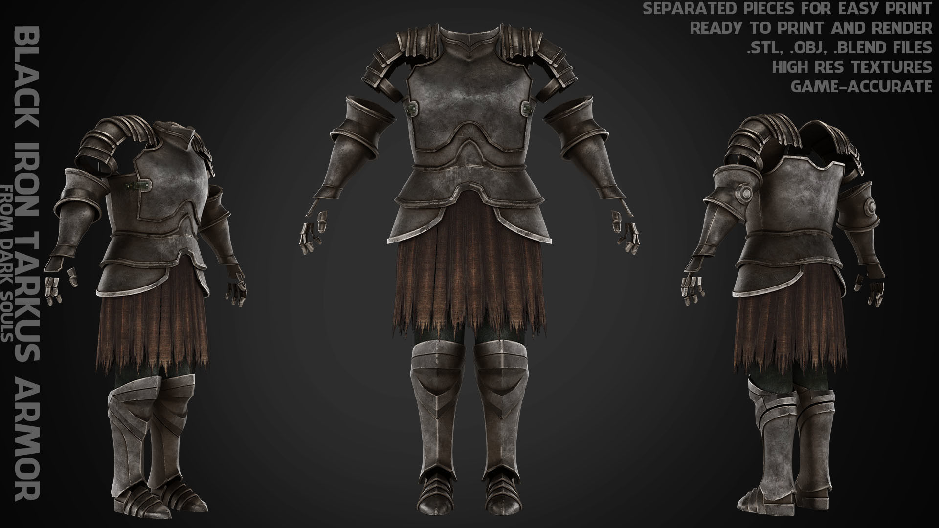 Dark Souls Black Iron Tarkus Armor for Cosplay 3D model 3D printable ...