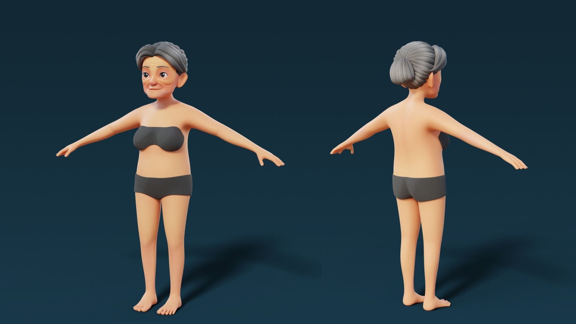 Cartoon Base Mesh Old Female free 3D model | CGTrader