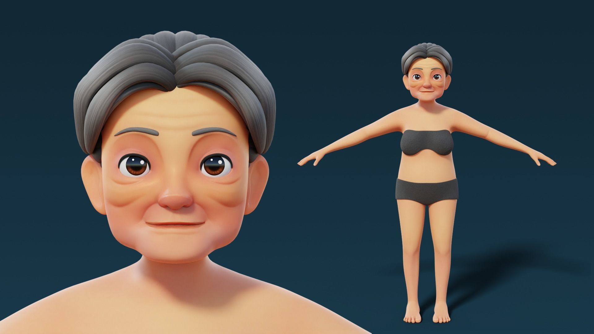 Cartoon Base Mesh Old Female free 3D model | CGTrader