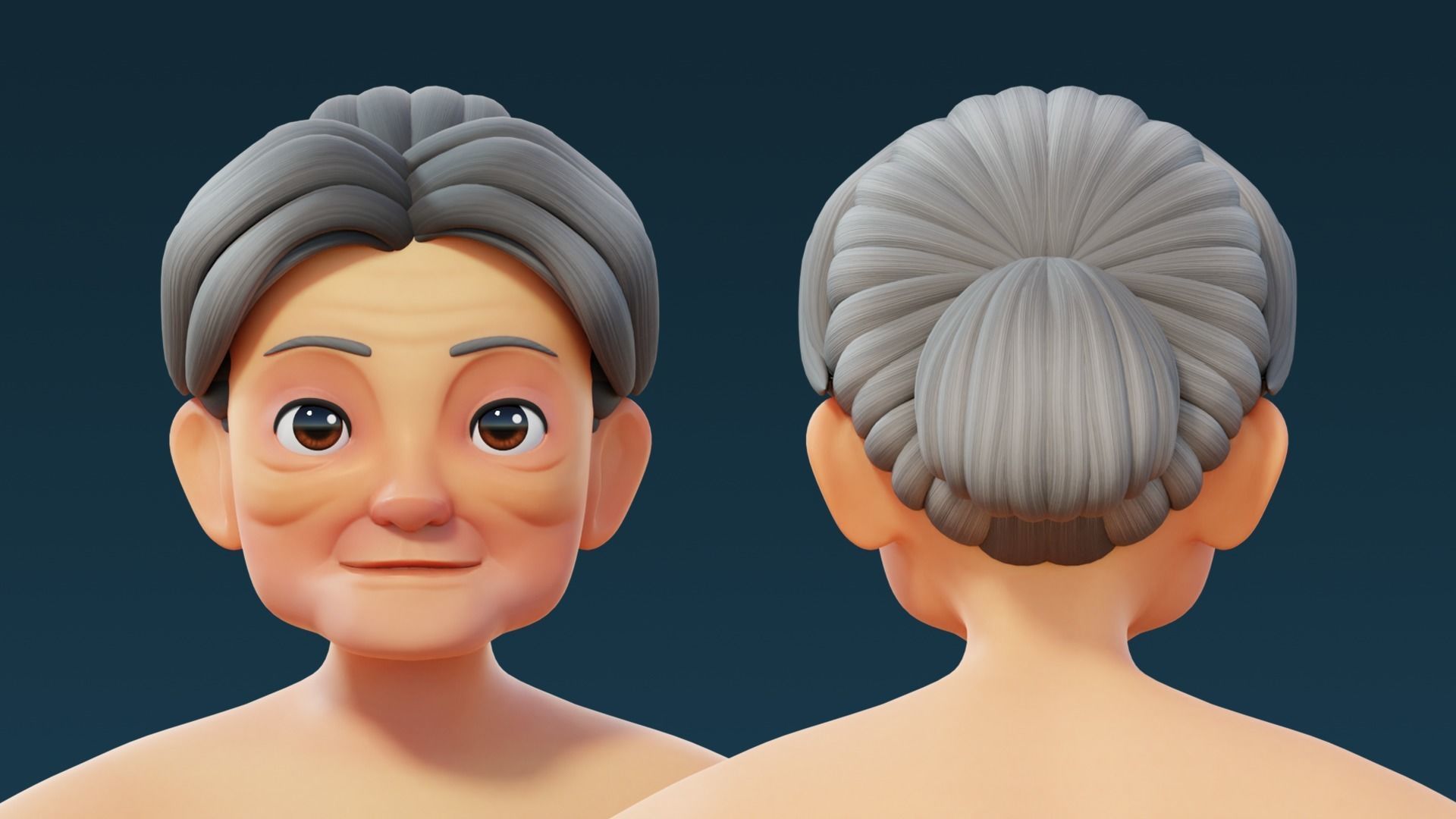 Cartoon Base Mesh Old Female free 3D model | CGTrader