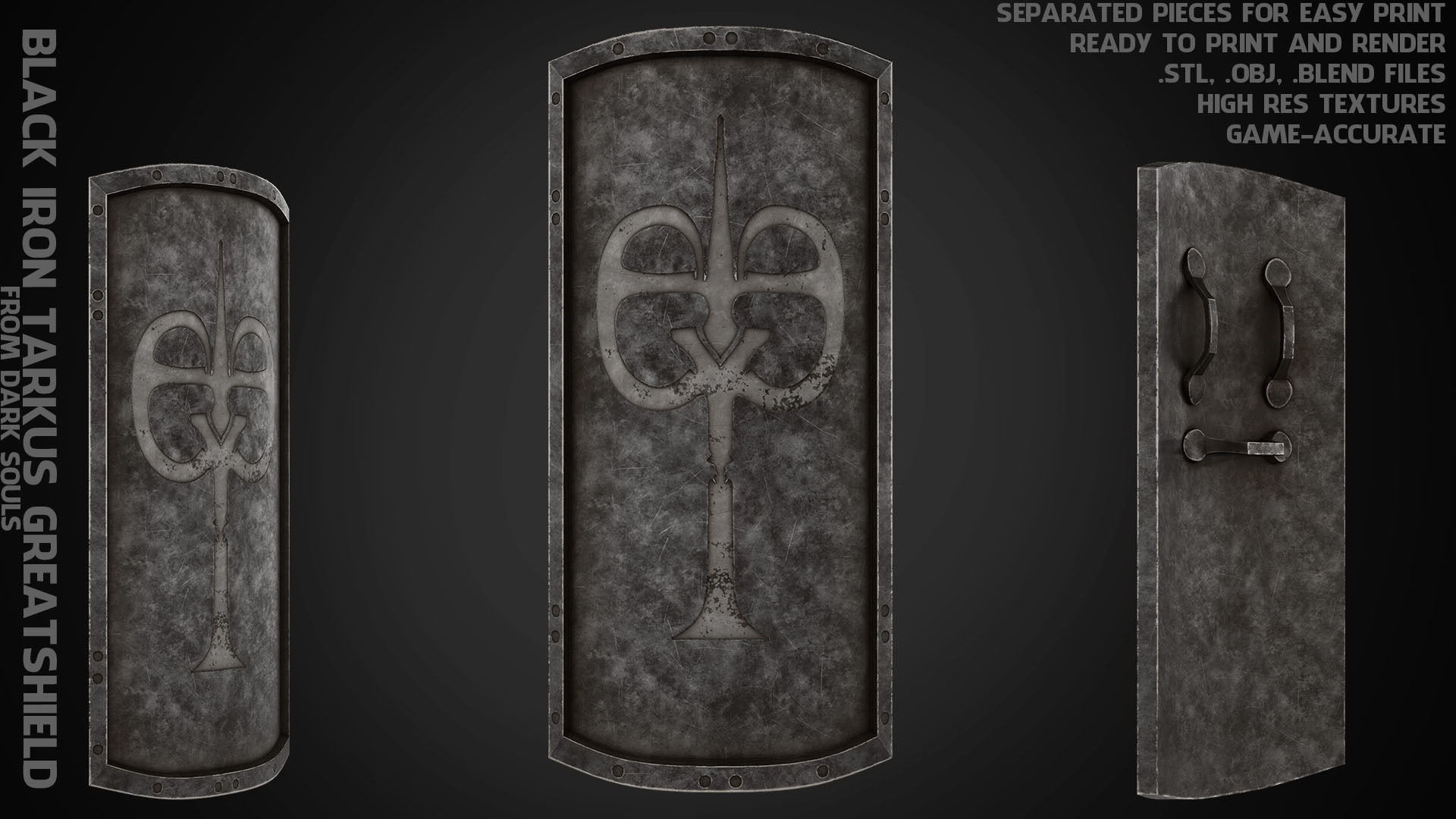 Dark Souls Black Iron Tarkus GreatShield for Cosplay 3D model 3D ...