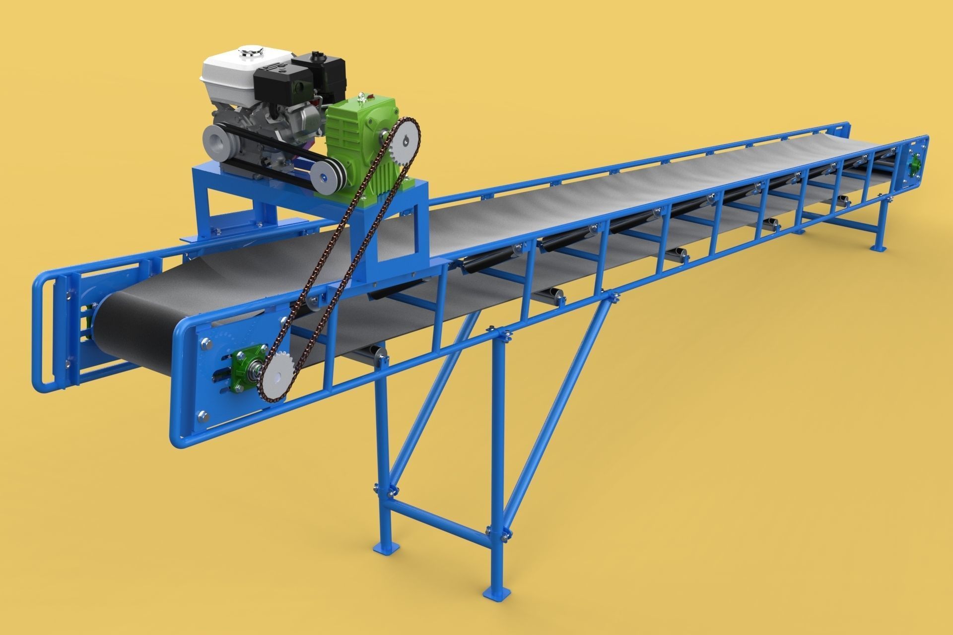 INDUSTRIAL CARRIER BELT CONVEYOR 3D model | CGTrader