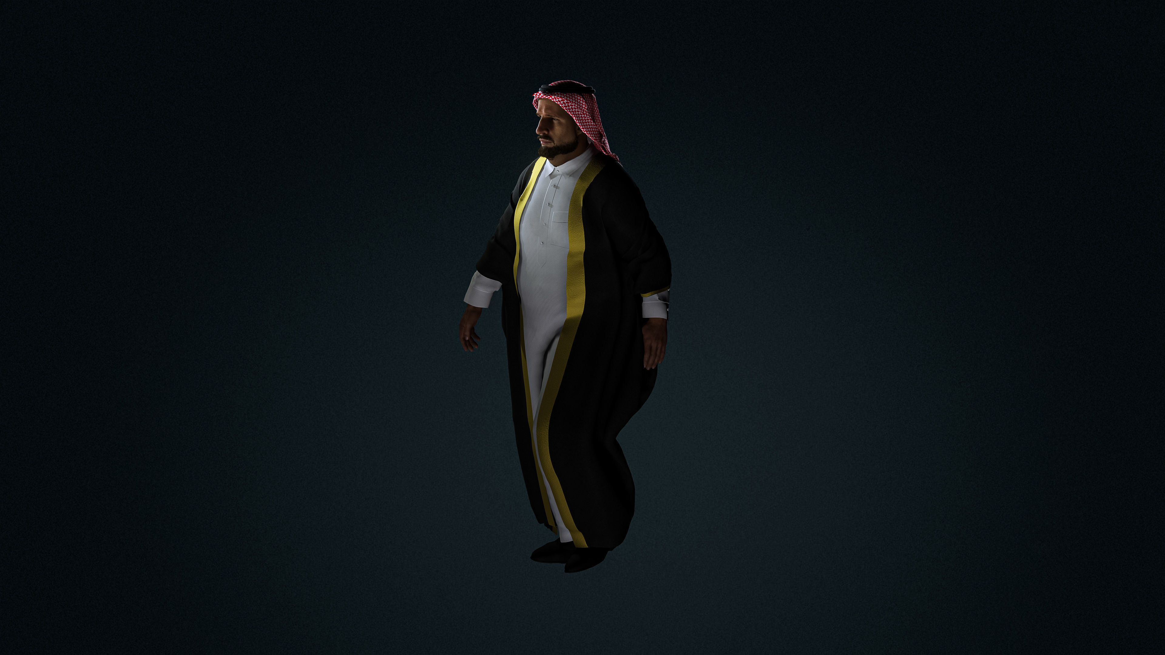 3D model High Quality Realistic Arab Man Overweight with Bisht VR / AR ...