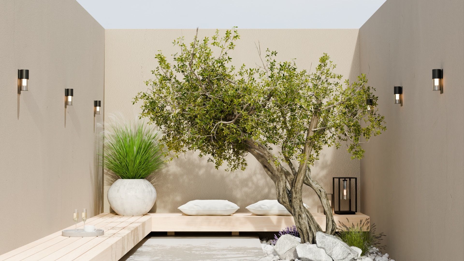 Outdoor patio exterior design free 3D model animated | CGTrader