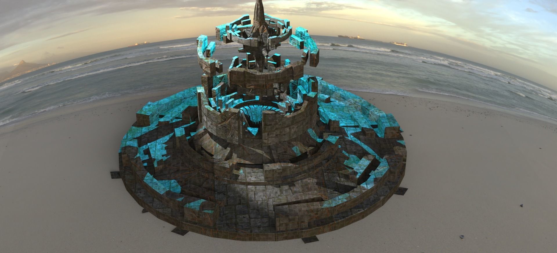 3D model Babylon AD Sci fi garden structure fountain VR / AR / low-poly ...