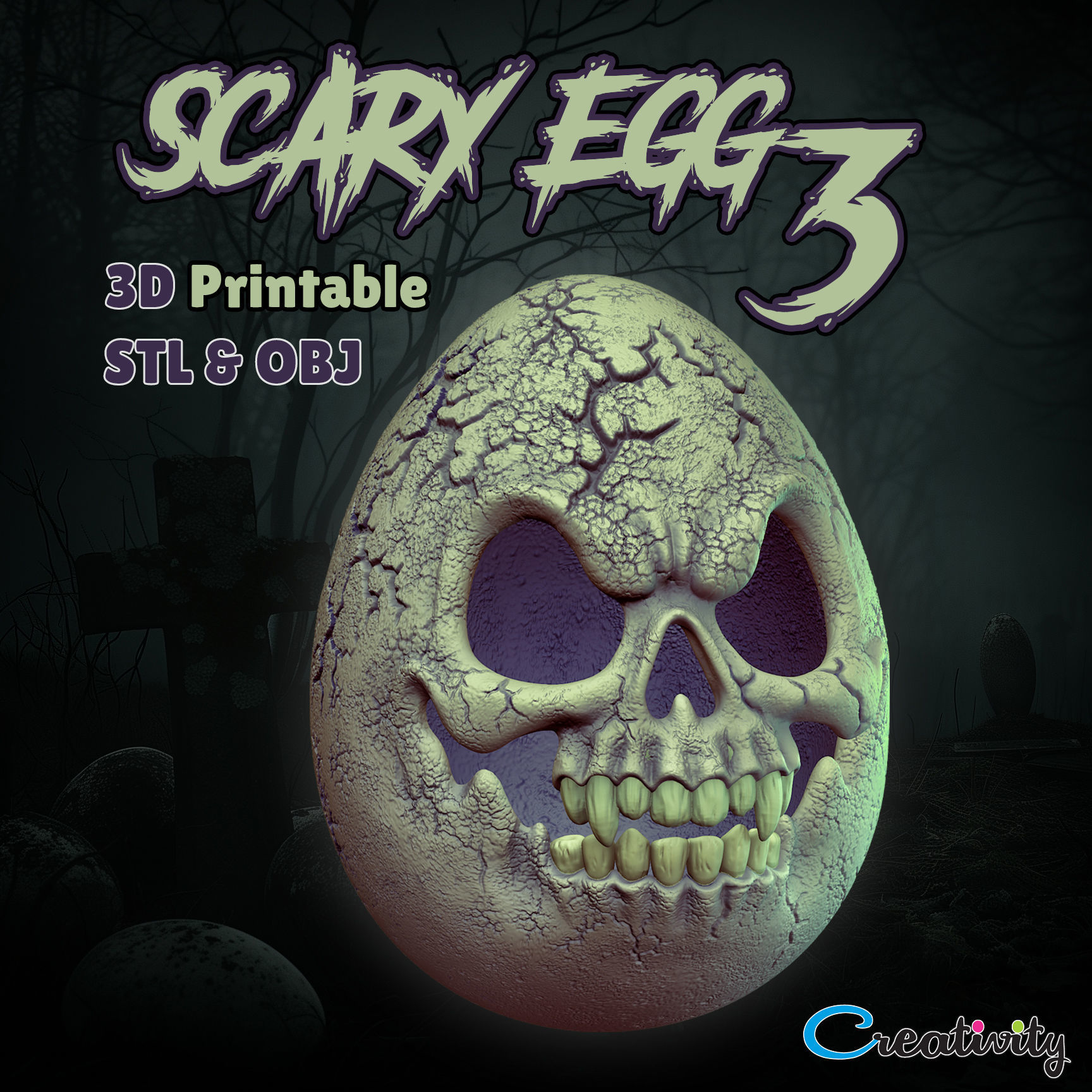 SCARY EGG 3 3D print model 3D model 3D printable | CGTrader