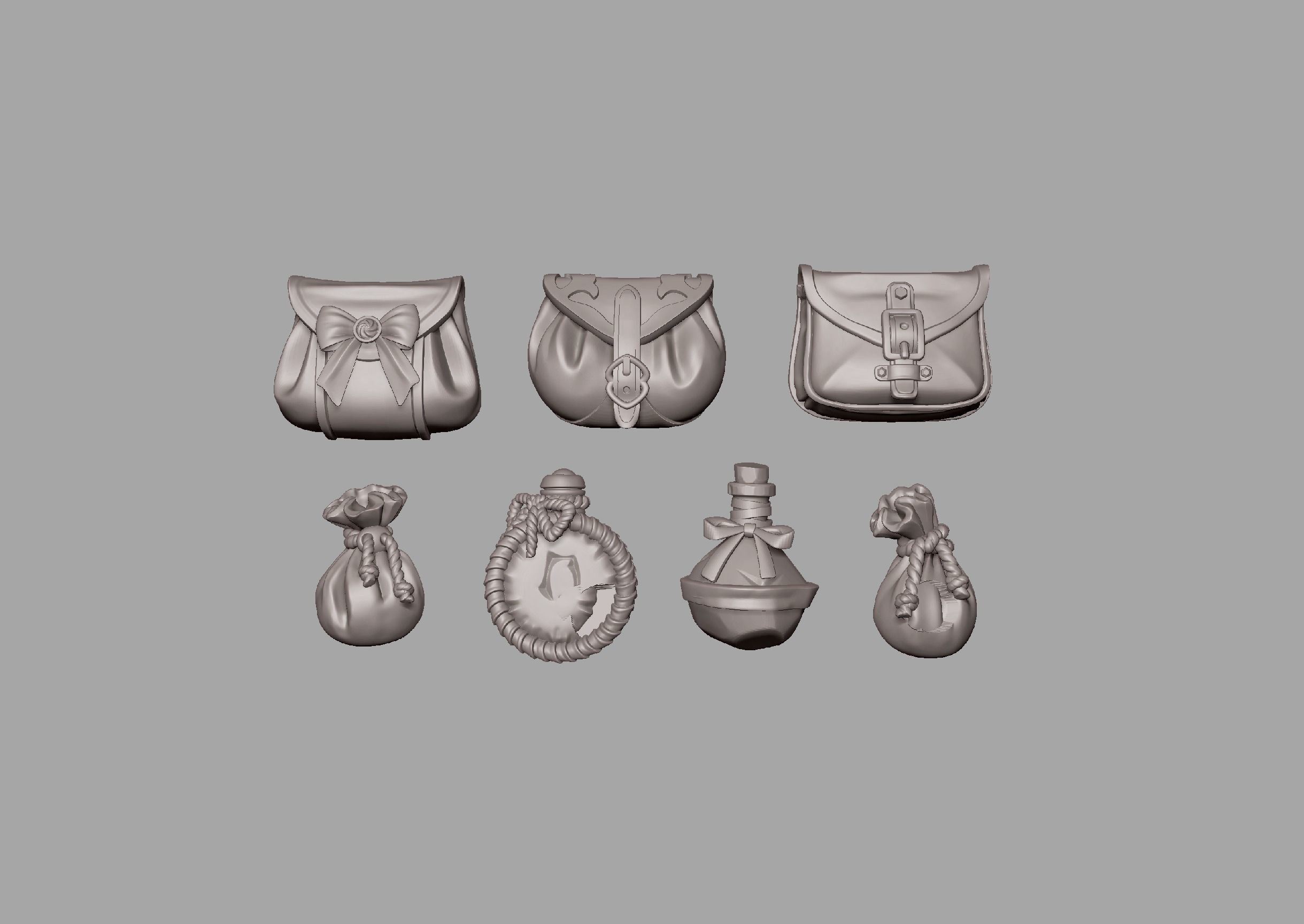 Bags and backpack set for miniature making 3D model 3D printable | CGTrader