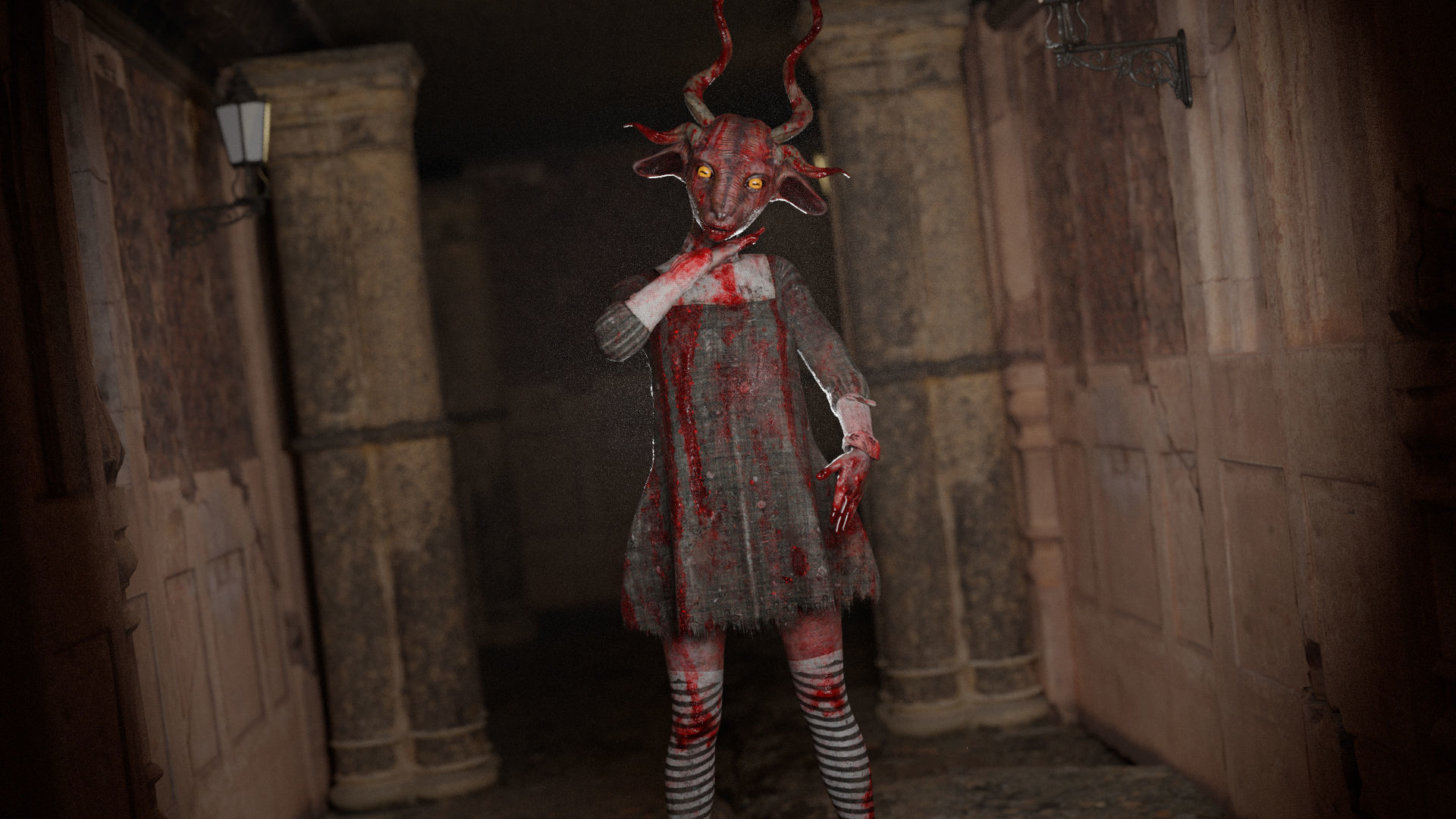 3D model The Demon Girl game character for Horror and Fantasy games VR ...