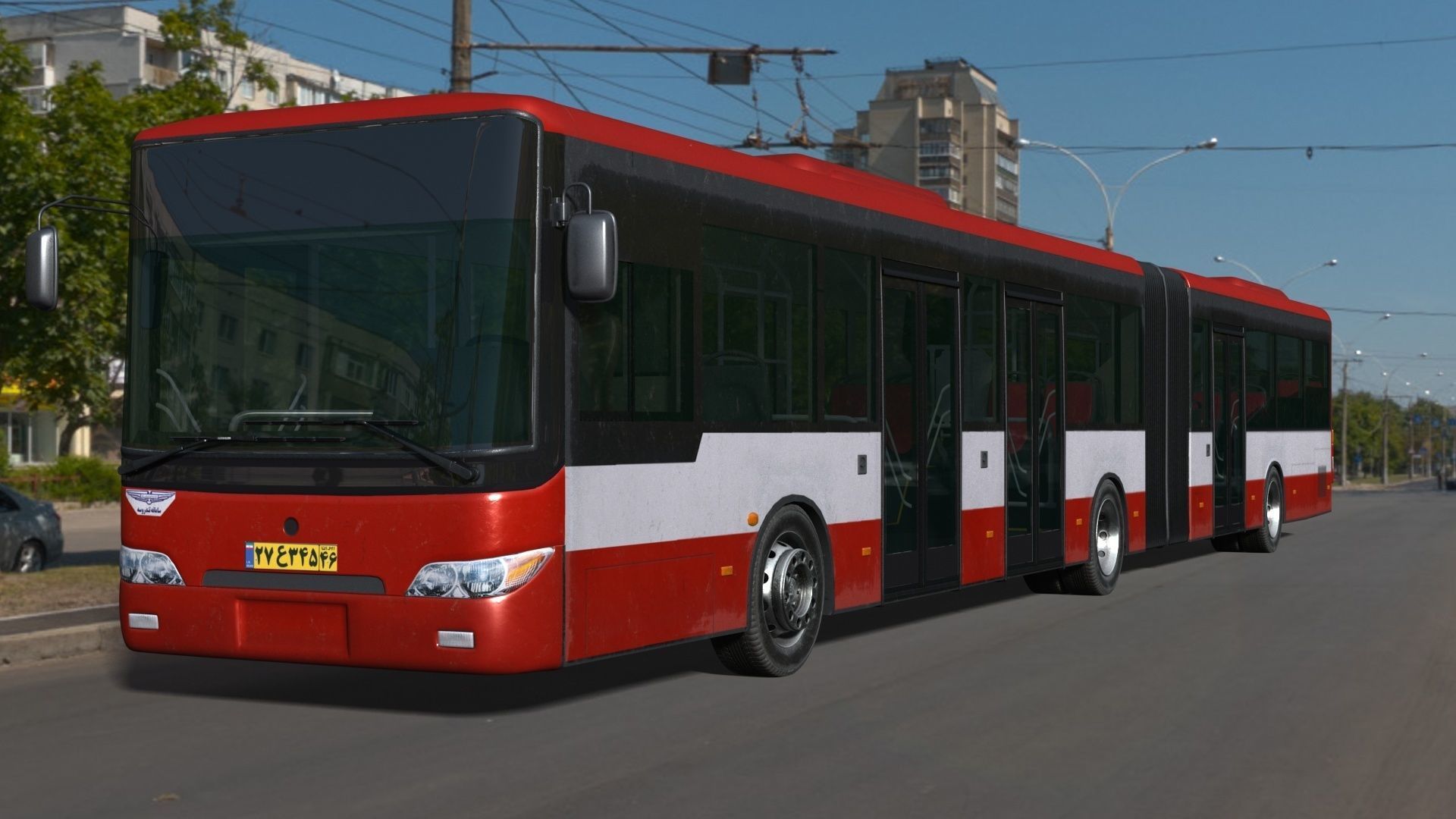3D model City Bus With interior and Bus Station VR / AR / low-poly ...