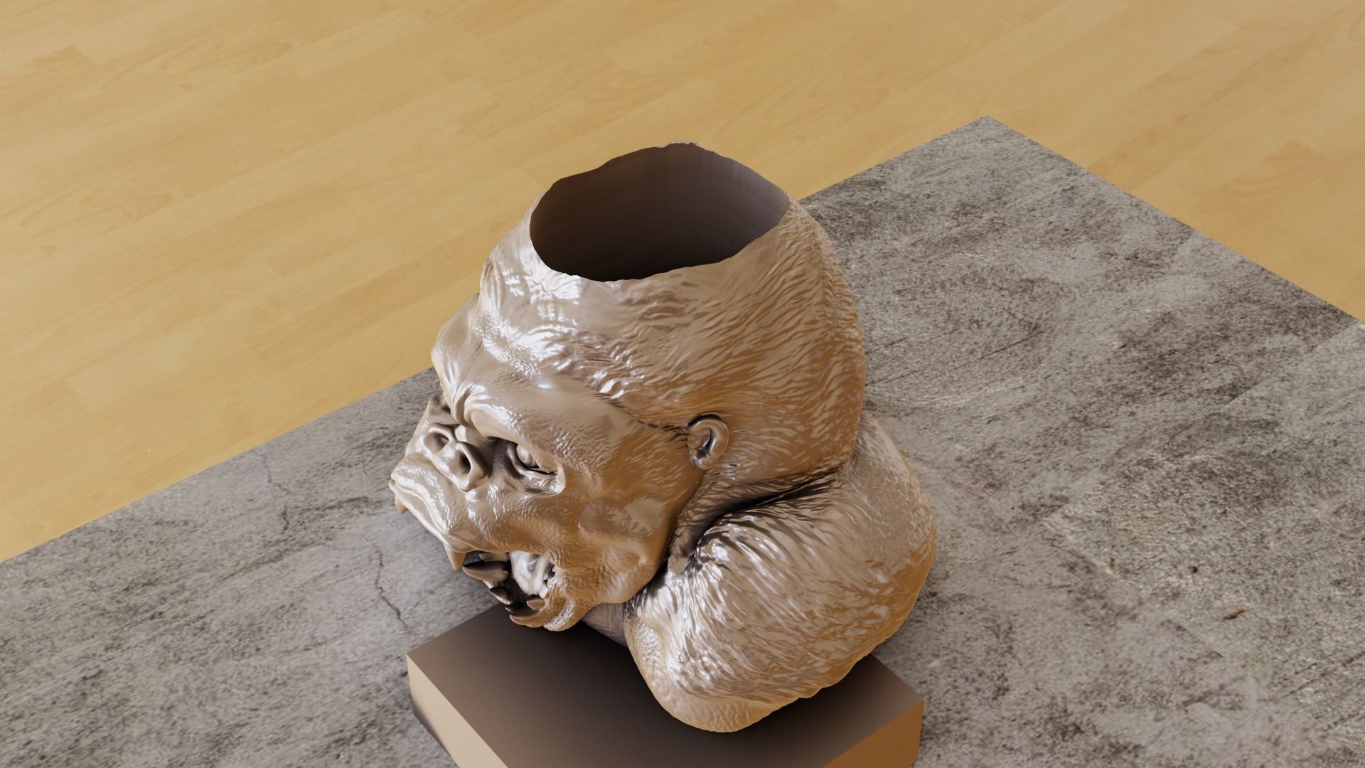 Gorilla head bust planter pot flower vase stl file 3d print 3D model 3D ...