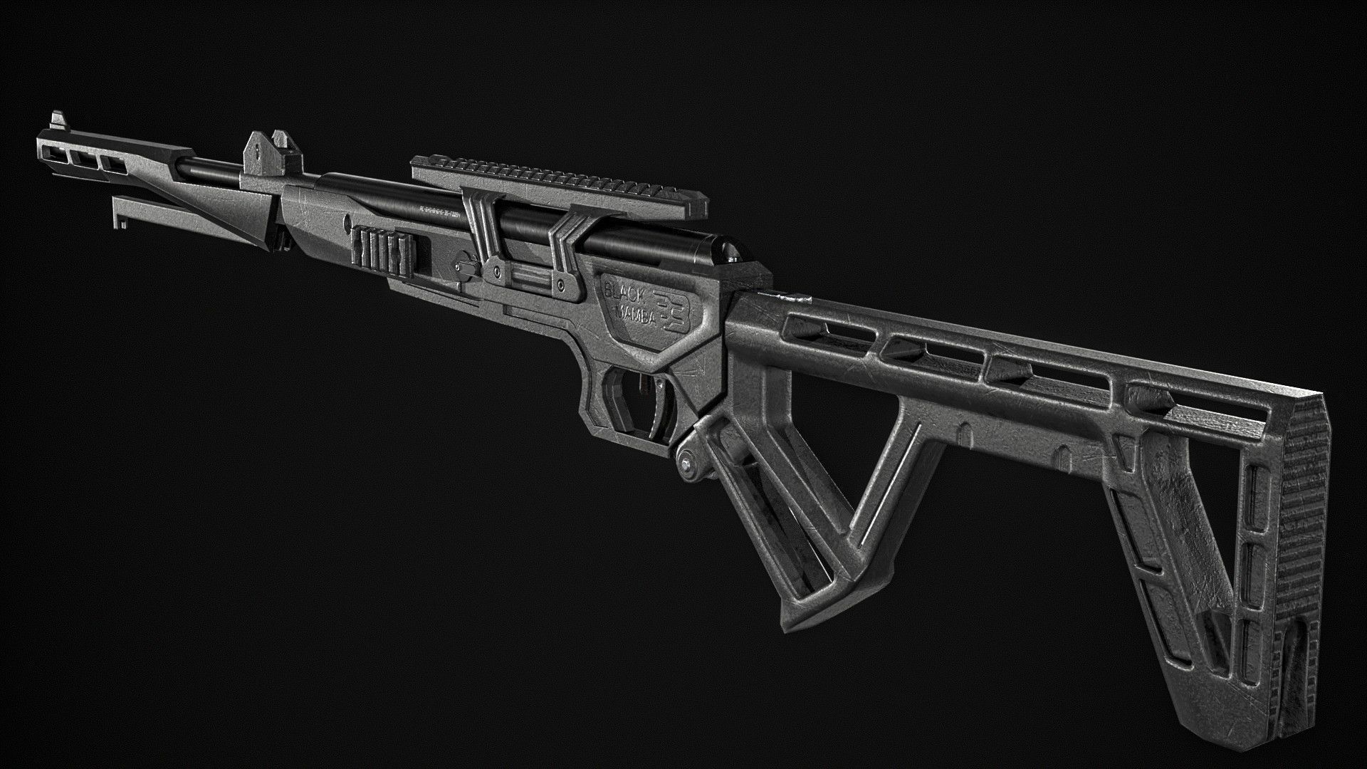 3D model Black Bunker BM8 Folding Gas-Ram Break Barrel Survival Rifle ...