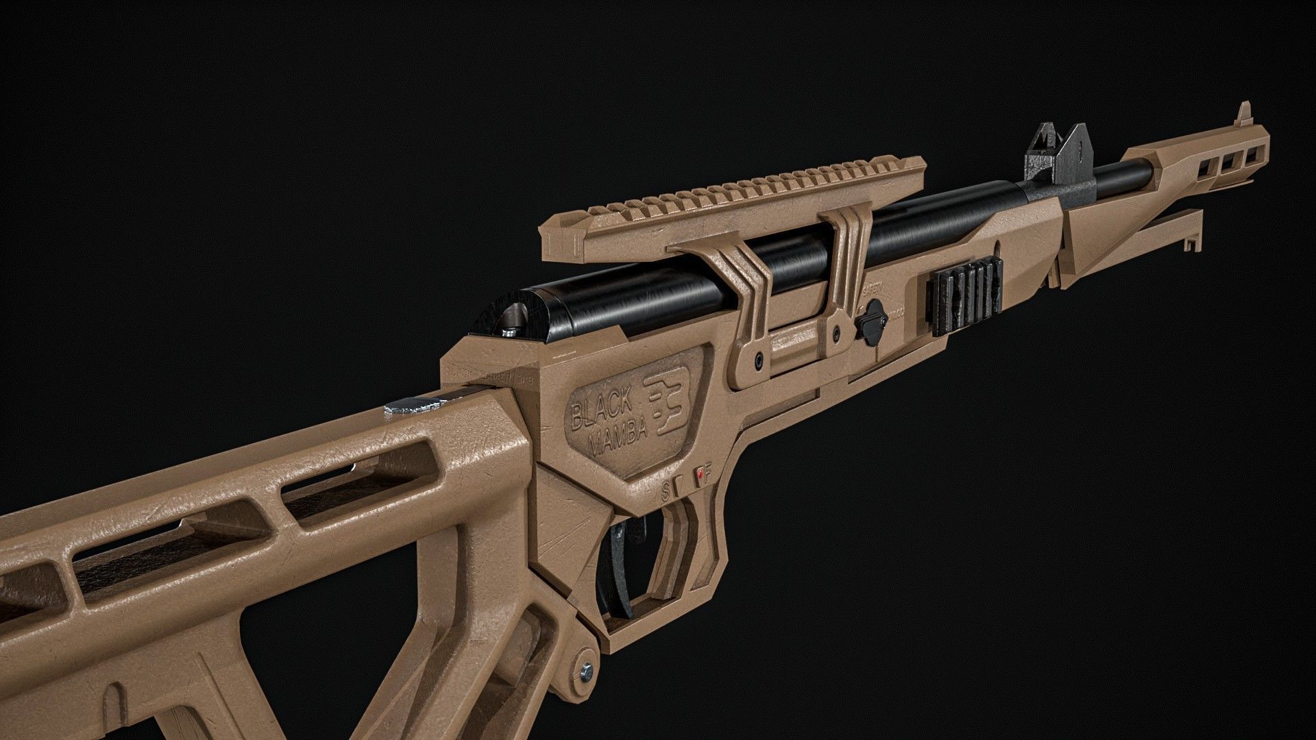 3D model Black Bunker BM8 Folding Gas-Ram Break Barrel Survival Rifle ...