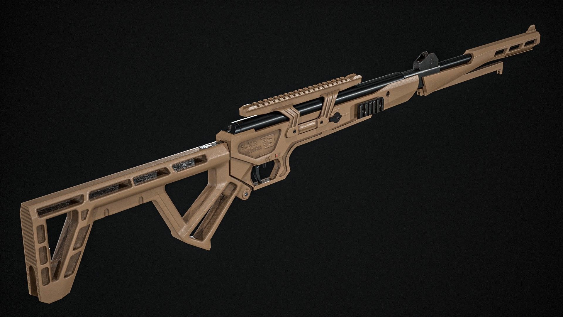 3D model Black Bunker BM8 Folding Gas-Ram Break Barrel Survival Rifle ...