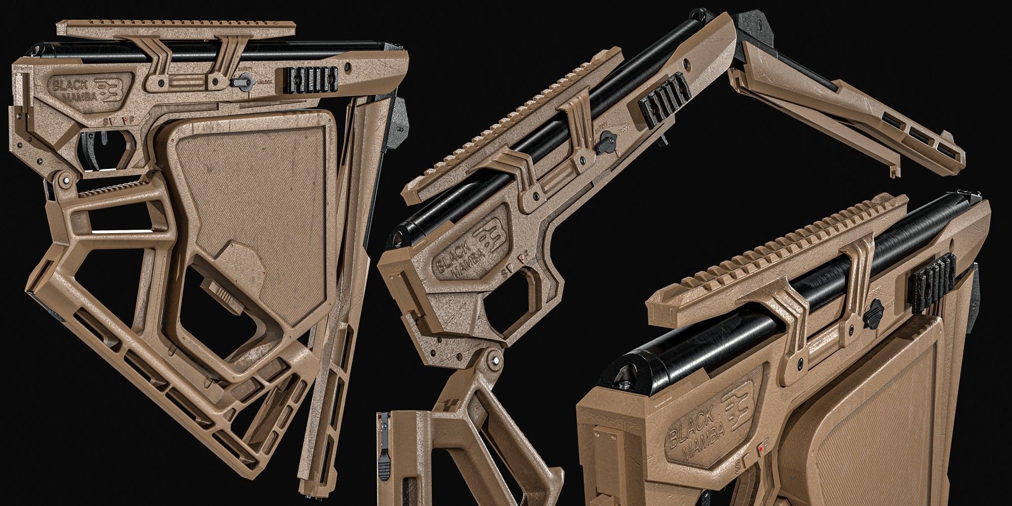 3D model Black Bunker BM8 Folding Gas-Ram Break Barrel Survival Rifle ...