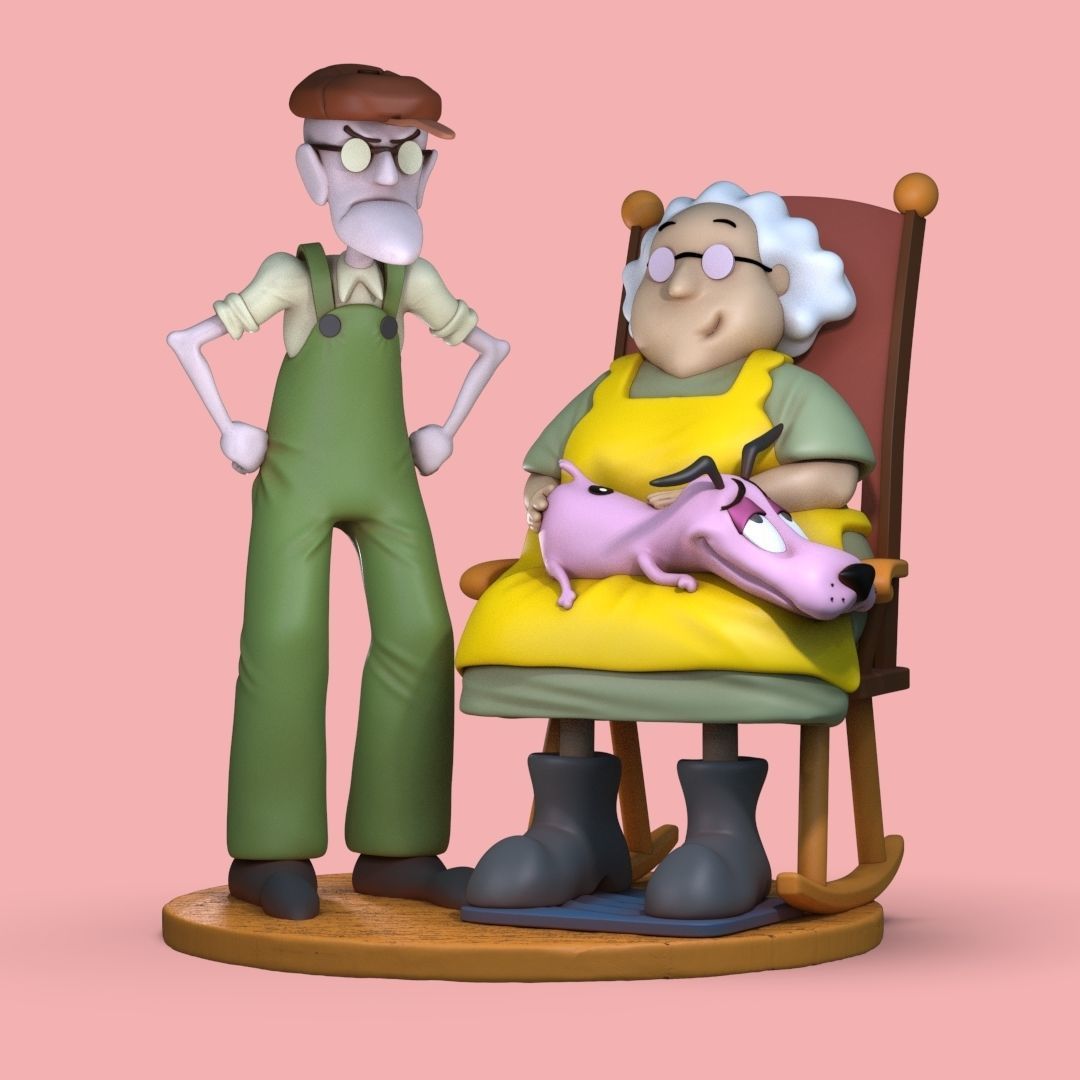 Courage the Cowardly dog family fan art 3D model 3D printable | CGTrader