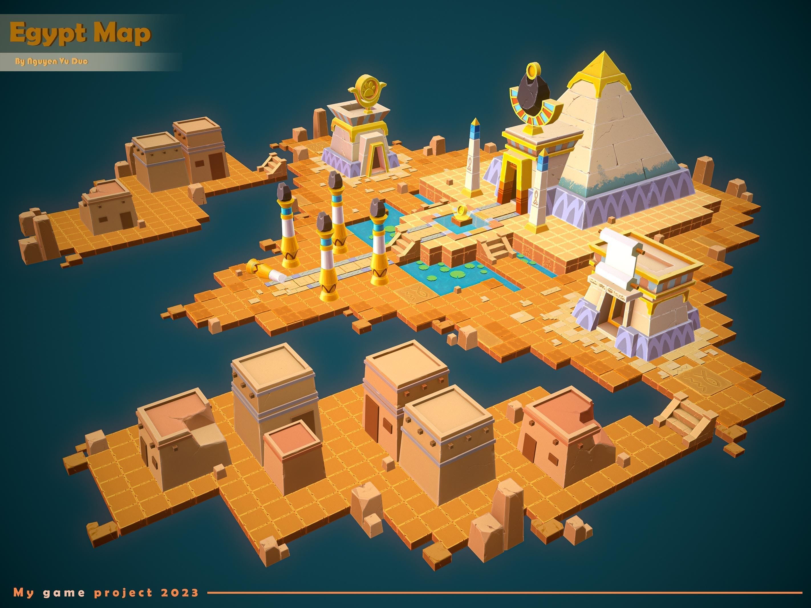 Egypt Map - Game Hypercasual Assets free VR / AR / low-poly 3D model ...