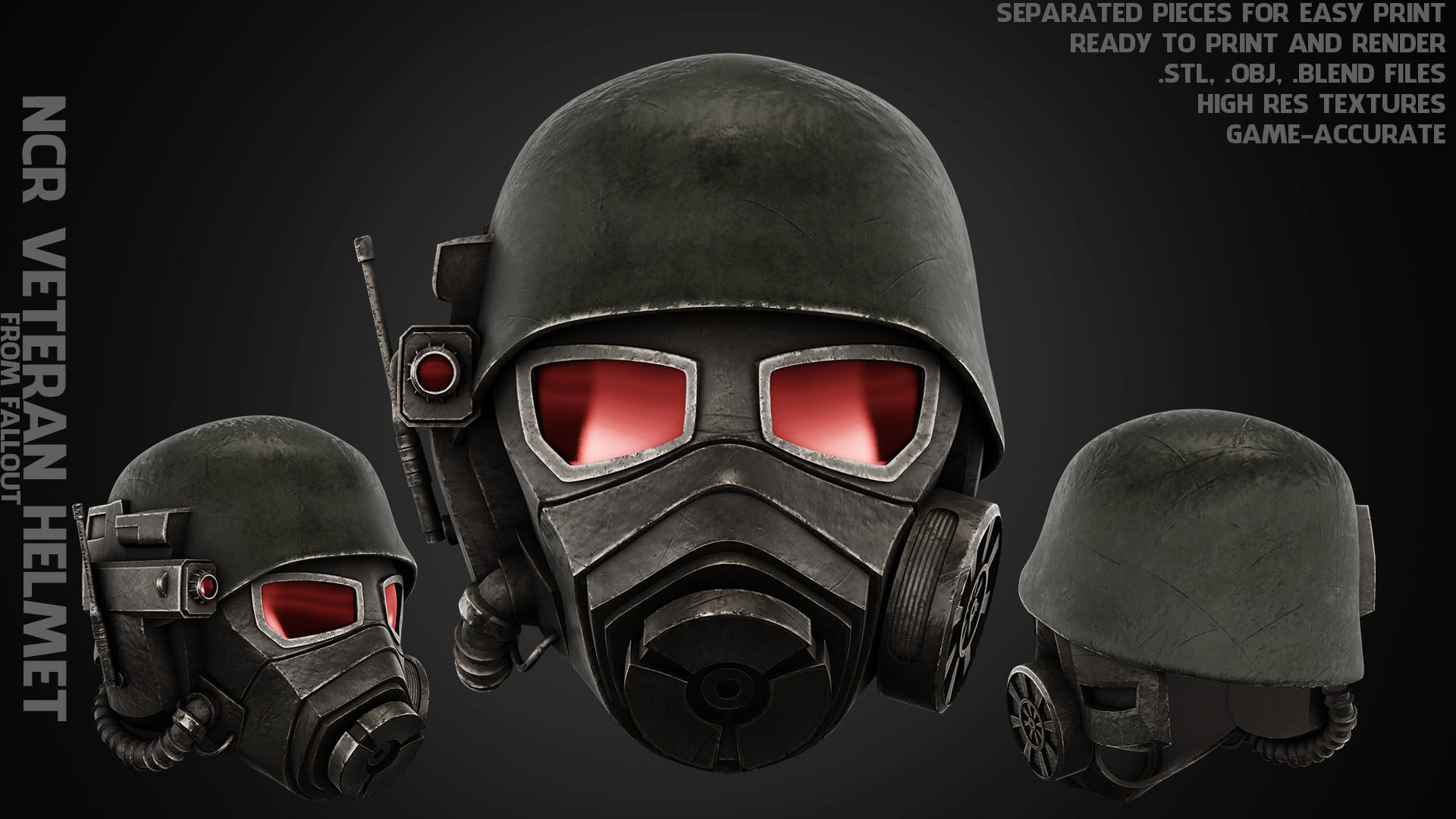 Fallout NCR Veteran Ranger Helmet for Cosplay 3D model 3D printable ...