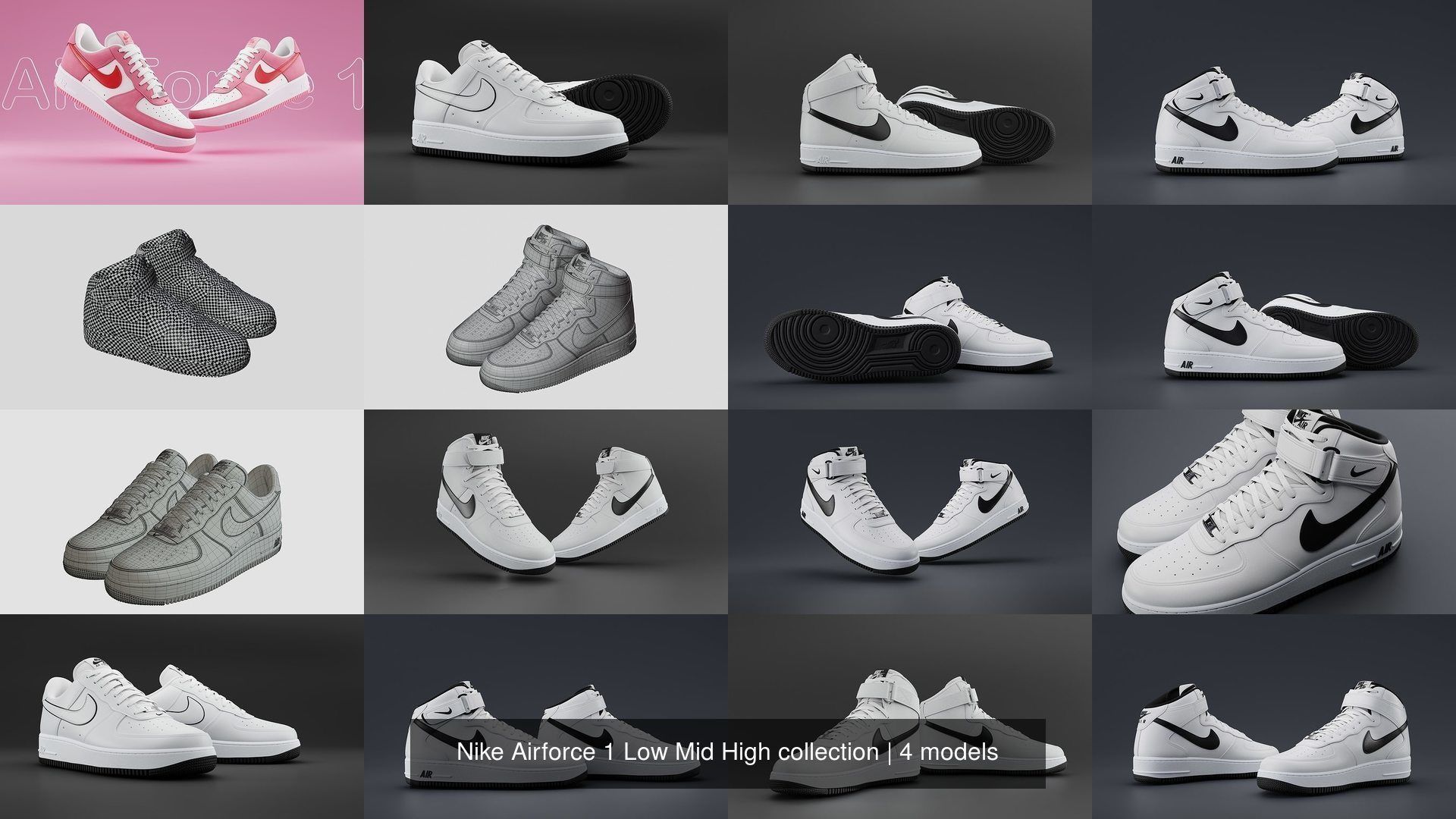 Nike Airforce 1 Low Mid High collection | CGTrader