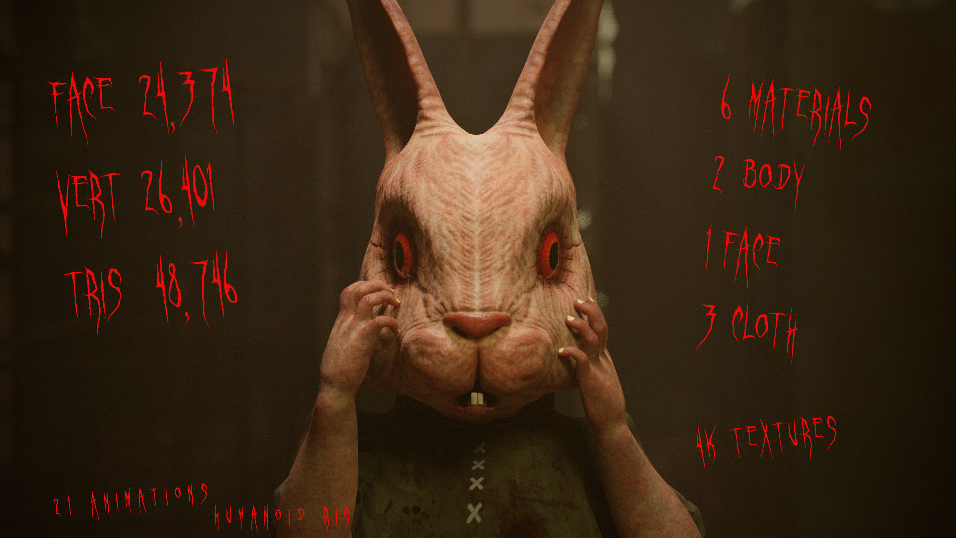 3D model The Rabbit Demon game character for Horror and Fantasy games ...