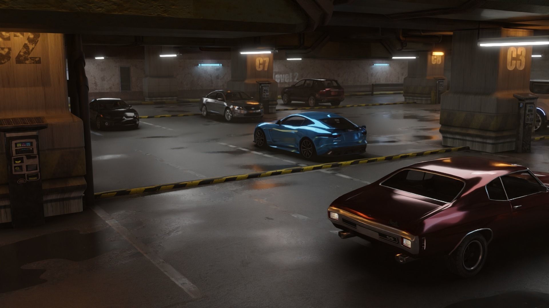 Parking lot - garage scene 3D model | CGTrader