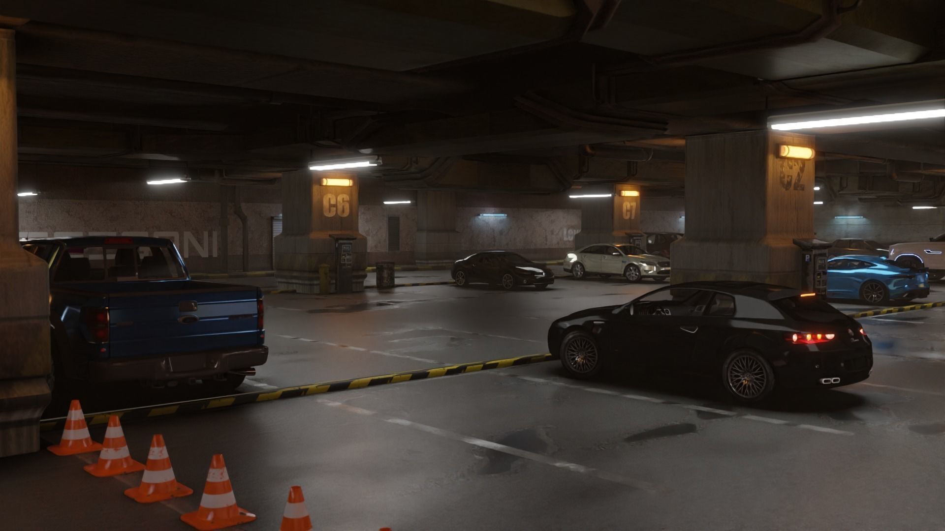 Parking lot - garage scene 3D model | CGTrader
