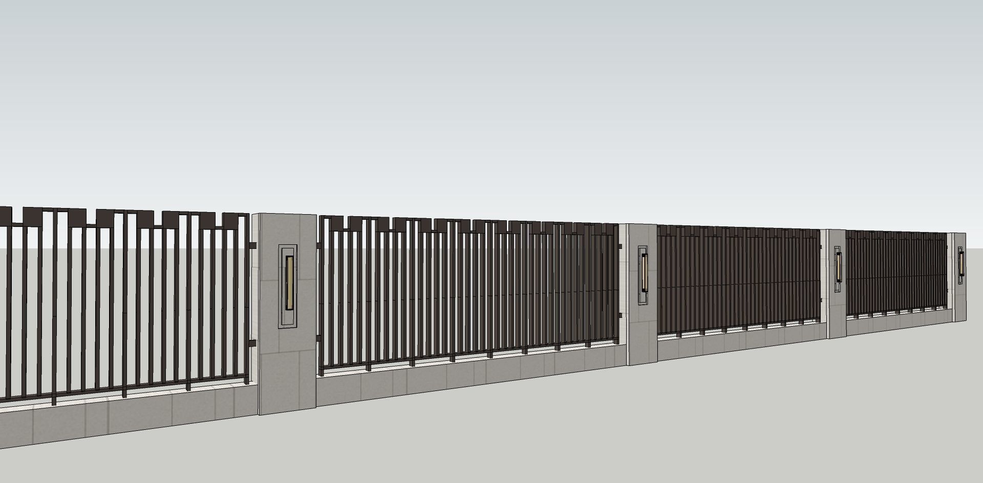 landscape park metal boundary wall 3d model 3D model | CGTrader