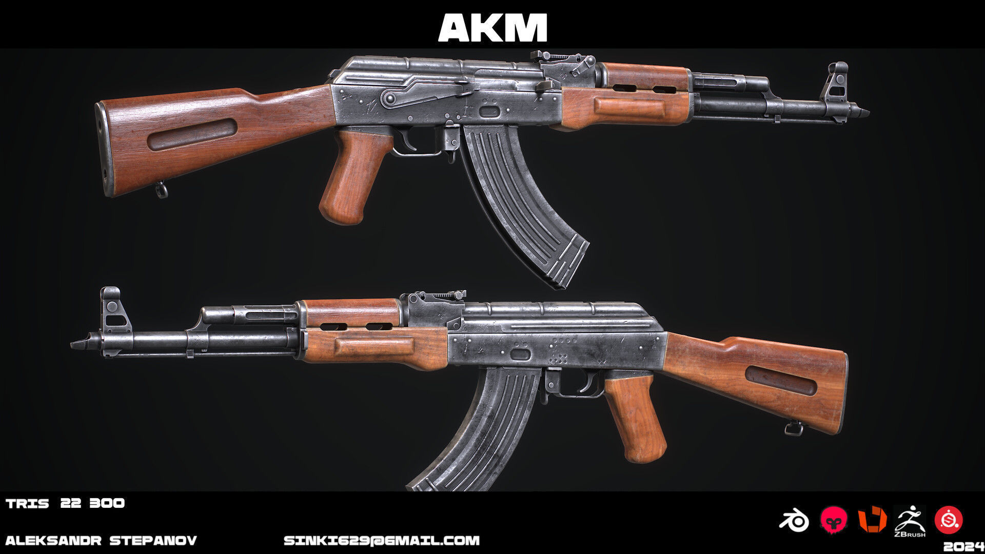 AKM game model free VR / AR / low-poly 3D model | CGTrader