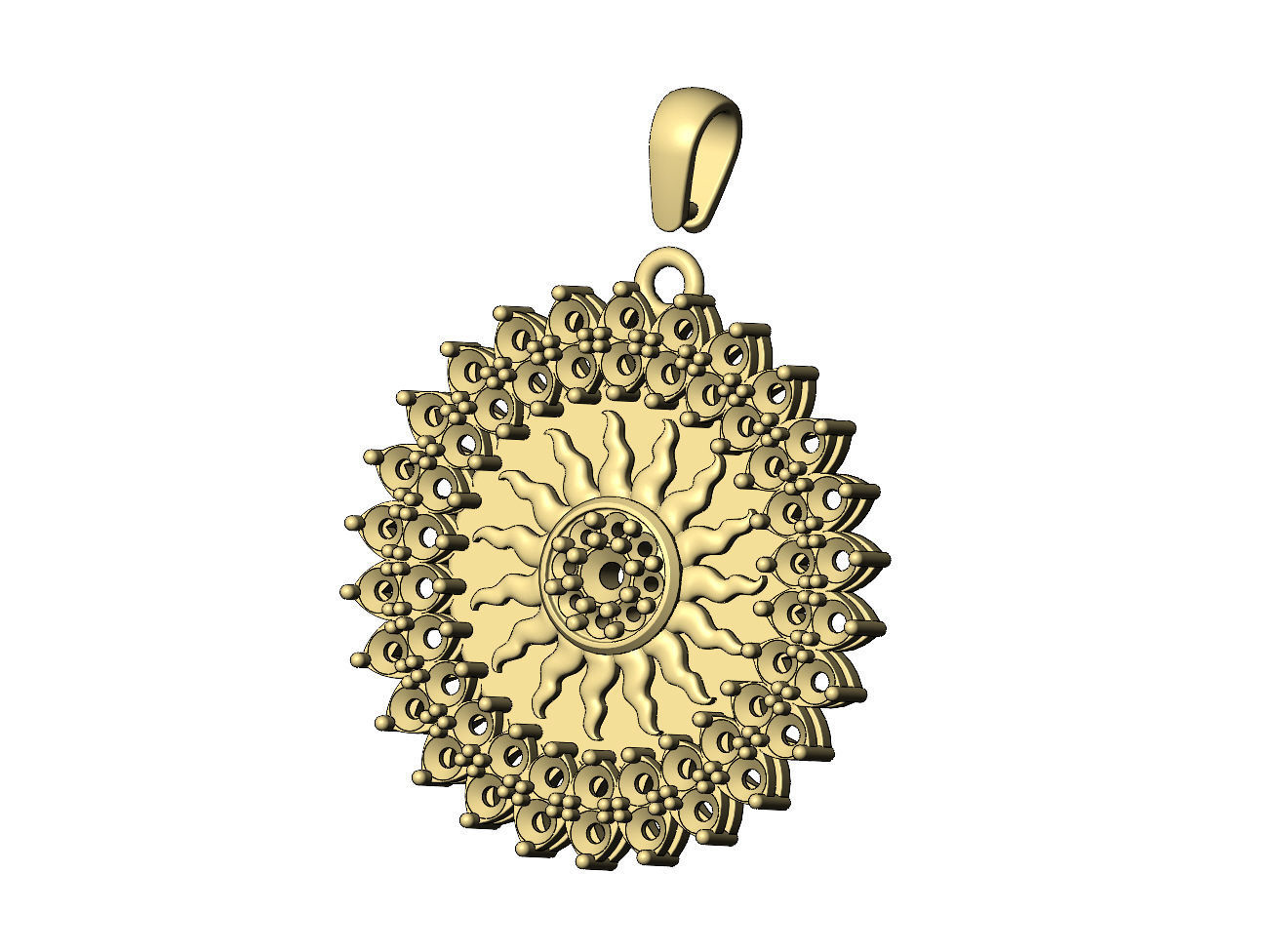 Sun cluster marquise diamond prong plate halo pendant with bail 3D ...