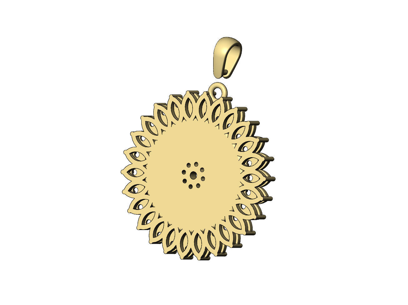 Sun cluster marquise diamond prong plate halo pendant with bail 3D ...