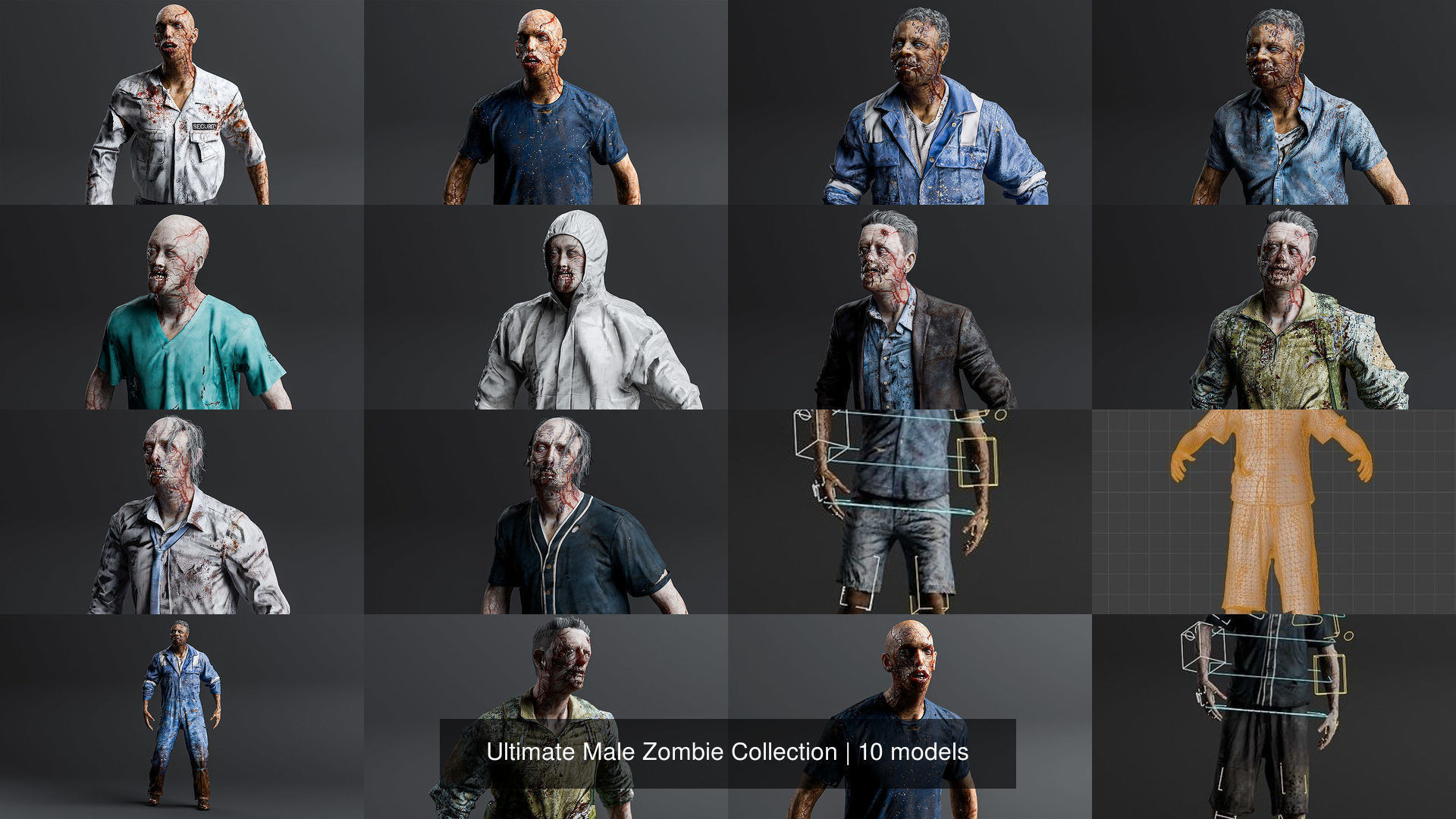 Ultimate Male Zombie Collection VR / AR / low-poly | CGTrader