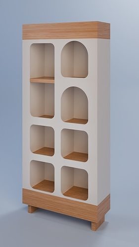 Bookshelf with rounded edge shelves 3D model | CGTrader