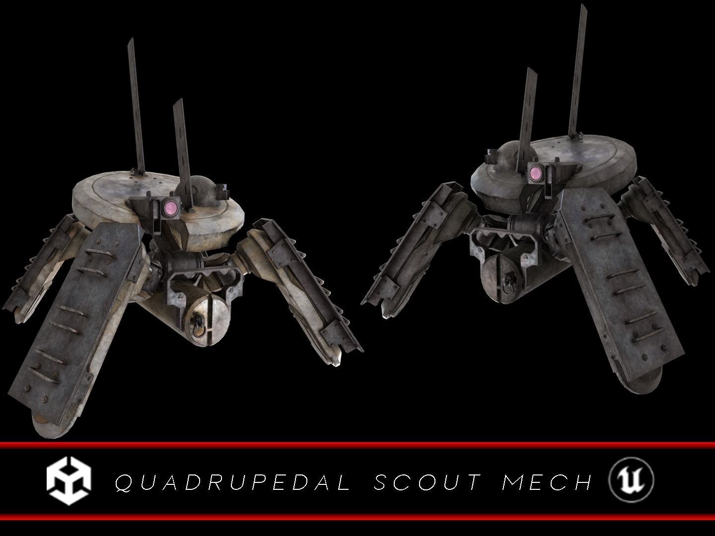 3D model Quadrupedal Scout Mech VR / AR / low-poly | CGTrader