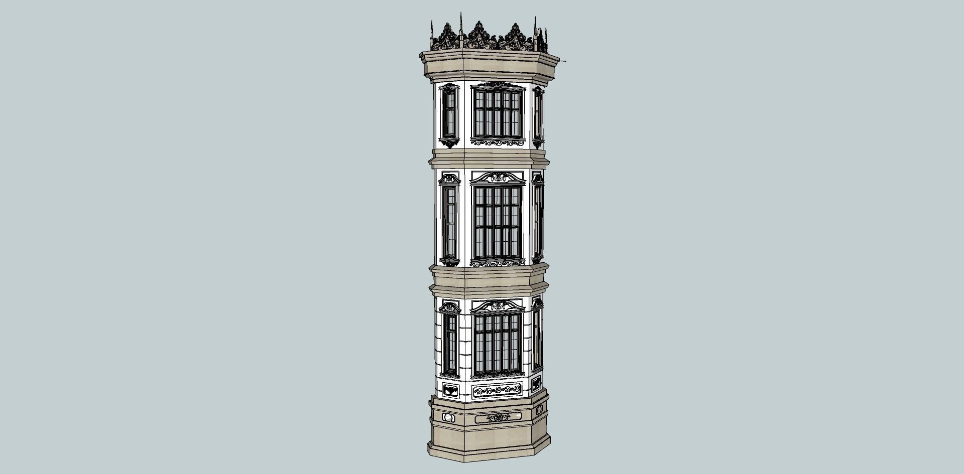 Classical window wall sketchup 3d model 3D model | CGTrader