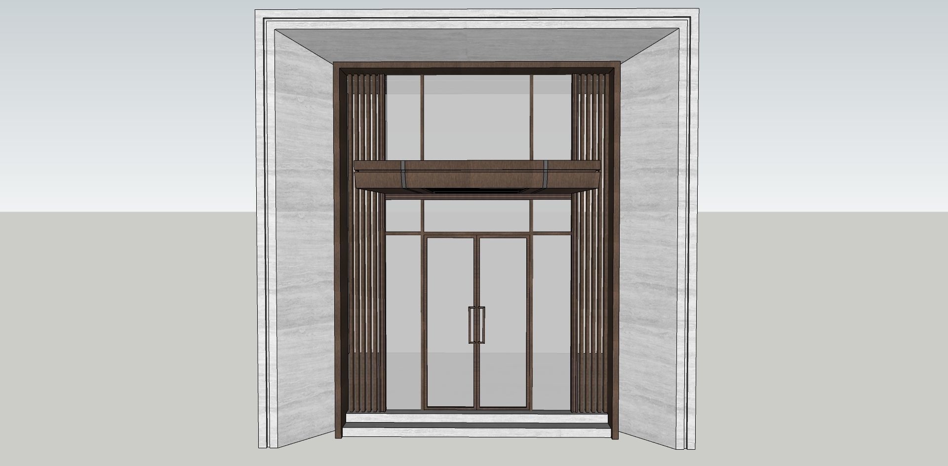 main entrance glass door double height 3d sketchup model 3D model ...