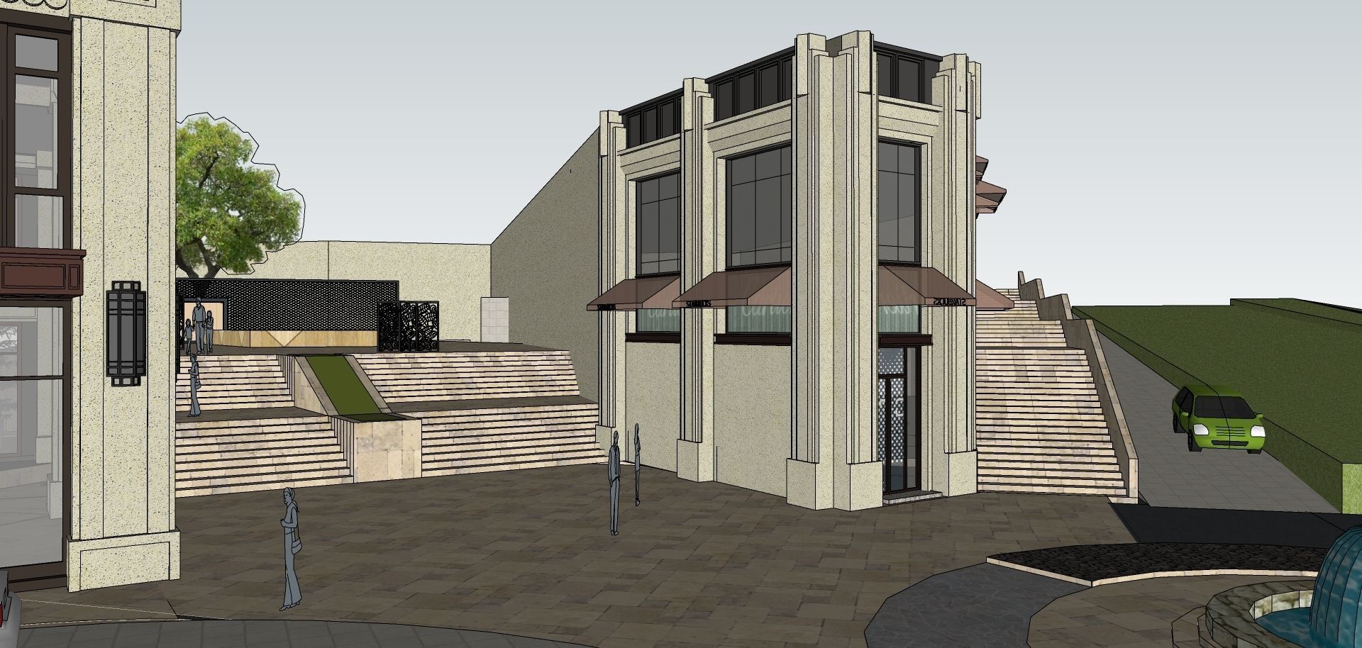 retail shops podium classical facade sketchup model 3D model | CGTrader