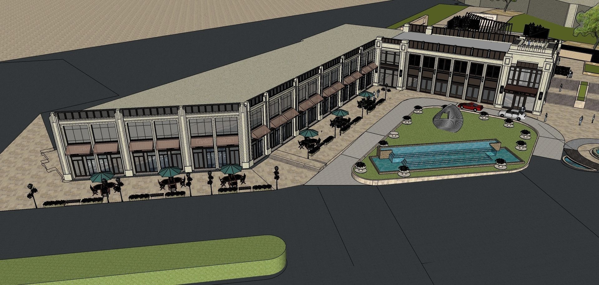 retail shops podium classical facade sketchup model 3D model | CGTrader